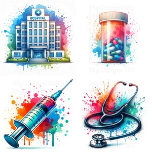 Watercolor Medical Clipart: Doctor, Nurse, First Aid (12 PNG) - Etsy