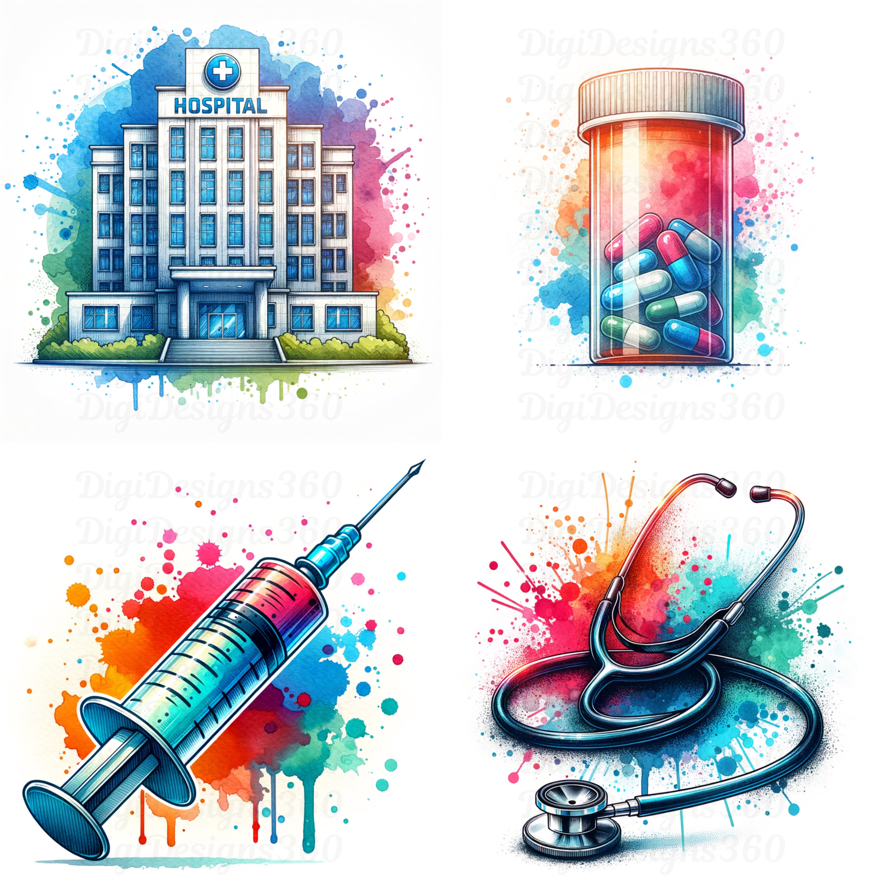 Get Creative With Watercolor Medical Clipart: Perfect for Doctors ...