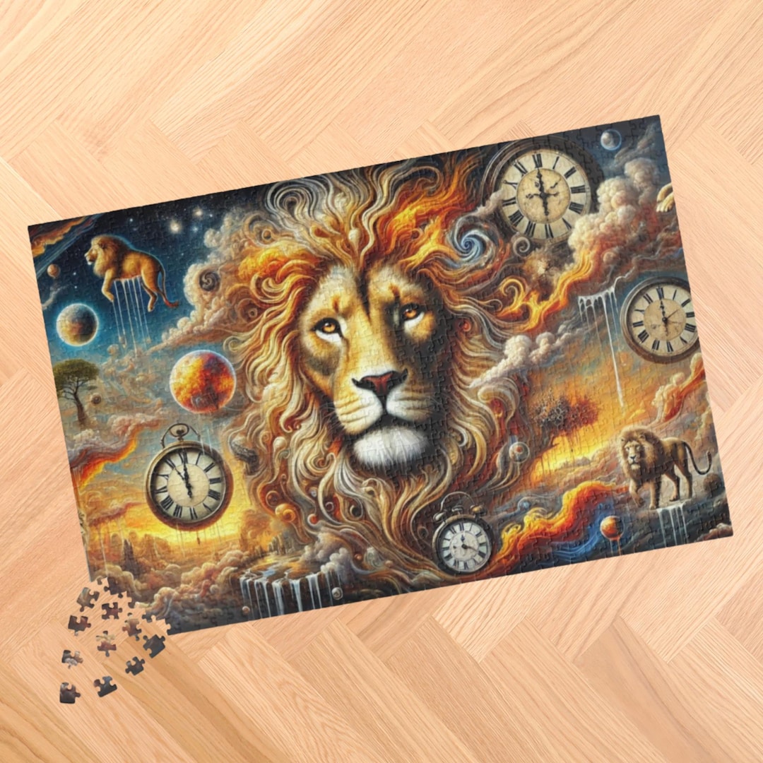 Lion Puzzle, 1000 PC Surrealism Style Jigsaw for Challenging Fun ...