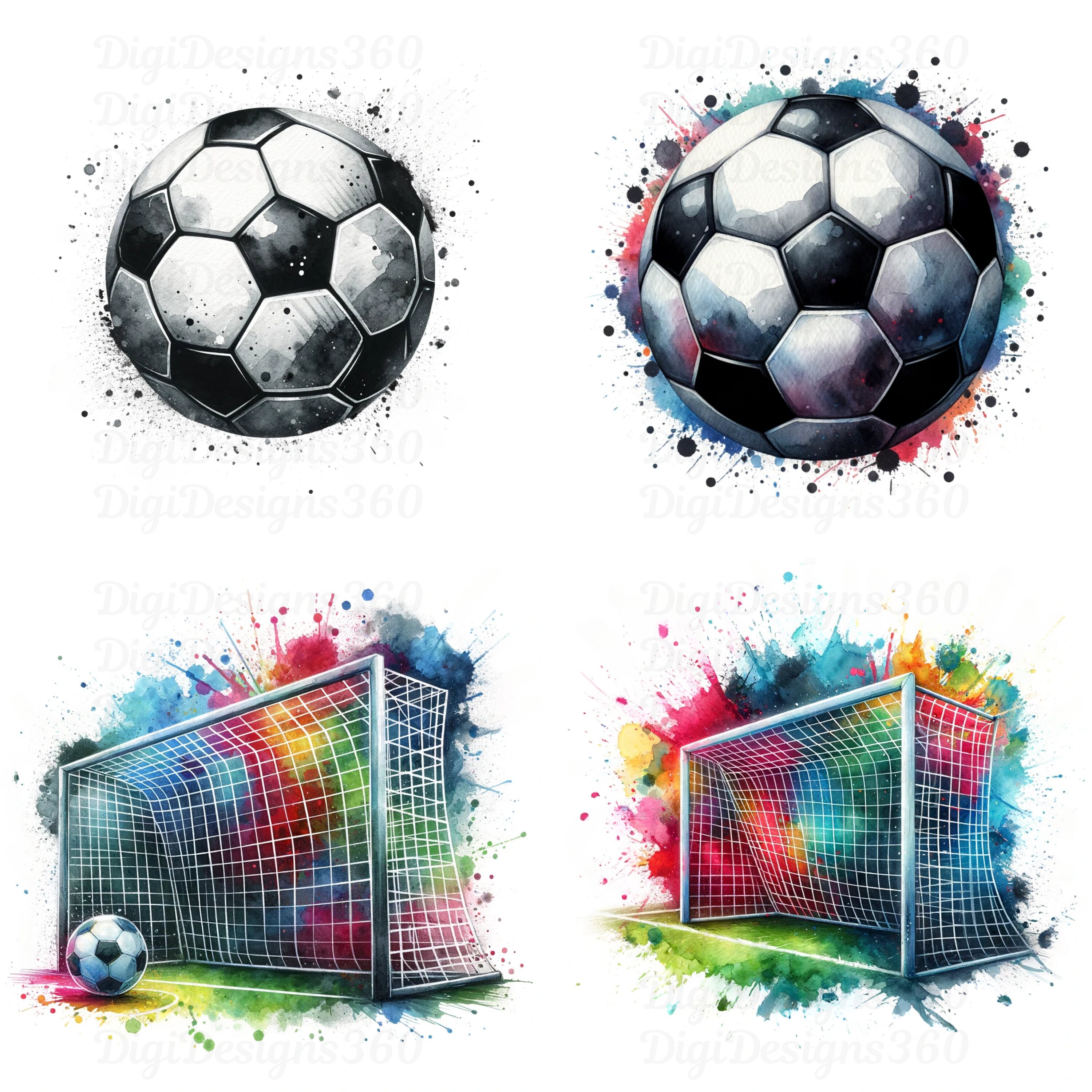 Watercolor Soccer Clipart Bundle – Sports Graphics (digital Download ...