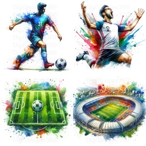 Soccer Clipart Bundle in Watercolor Style - High-quality Soccer ...