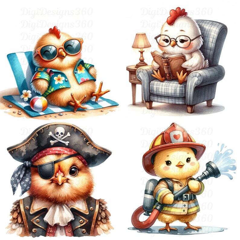 Cute Chicken Clipart Charming Watercolor Farm Animal Graphics, Perfect ...