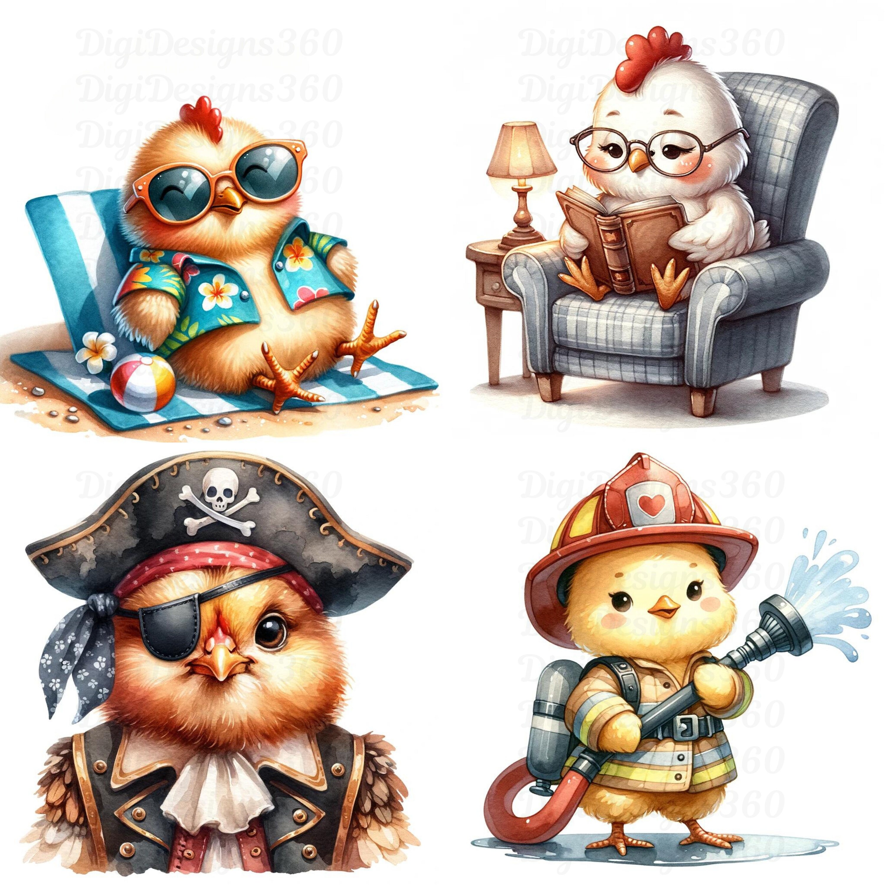 Cute Chicken Clipart Charming Watercolor Farm Animal Graphics, Perfect ...