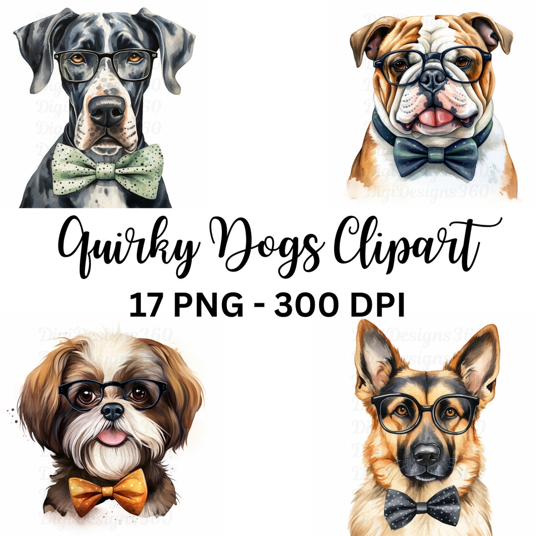 Funny Dog Clipart Set - Watercolor Quirky Dog Humor - Digital Download ...