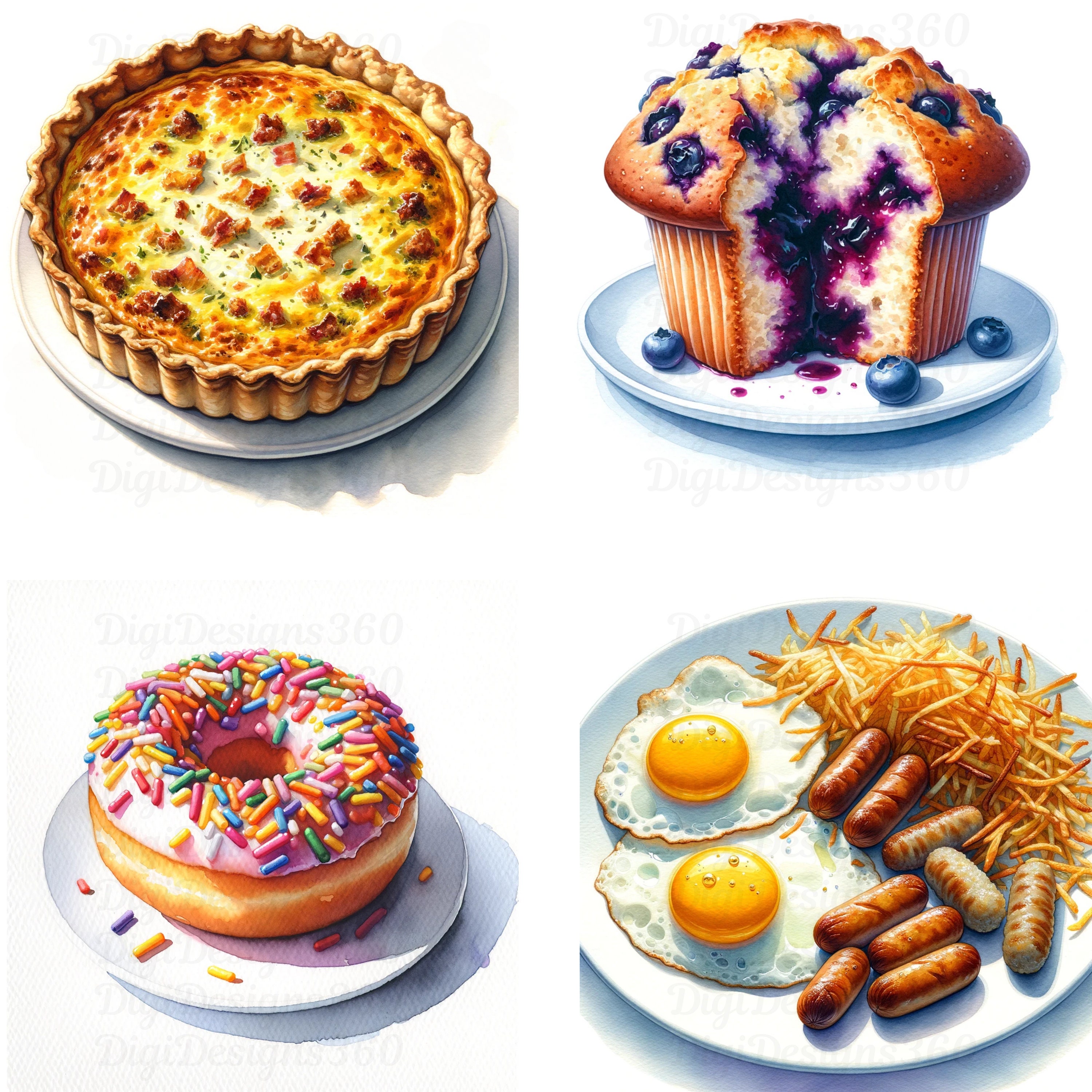 Watercolor Breakfast Clipart Collection Perfect for Menu Design and ...