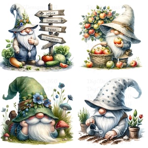 Garden Gnome Clipart Set - Watercolor Gnomes Perfect for Scrapbooking ...