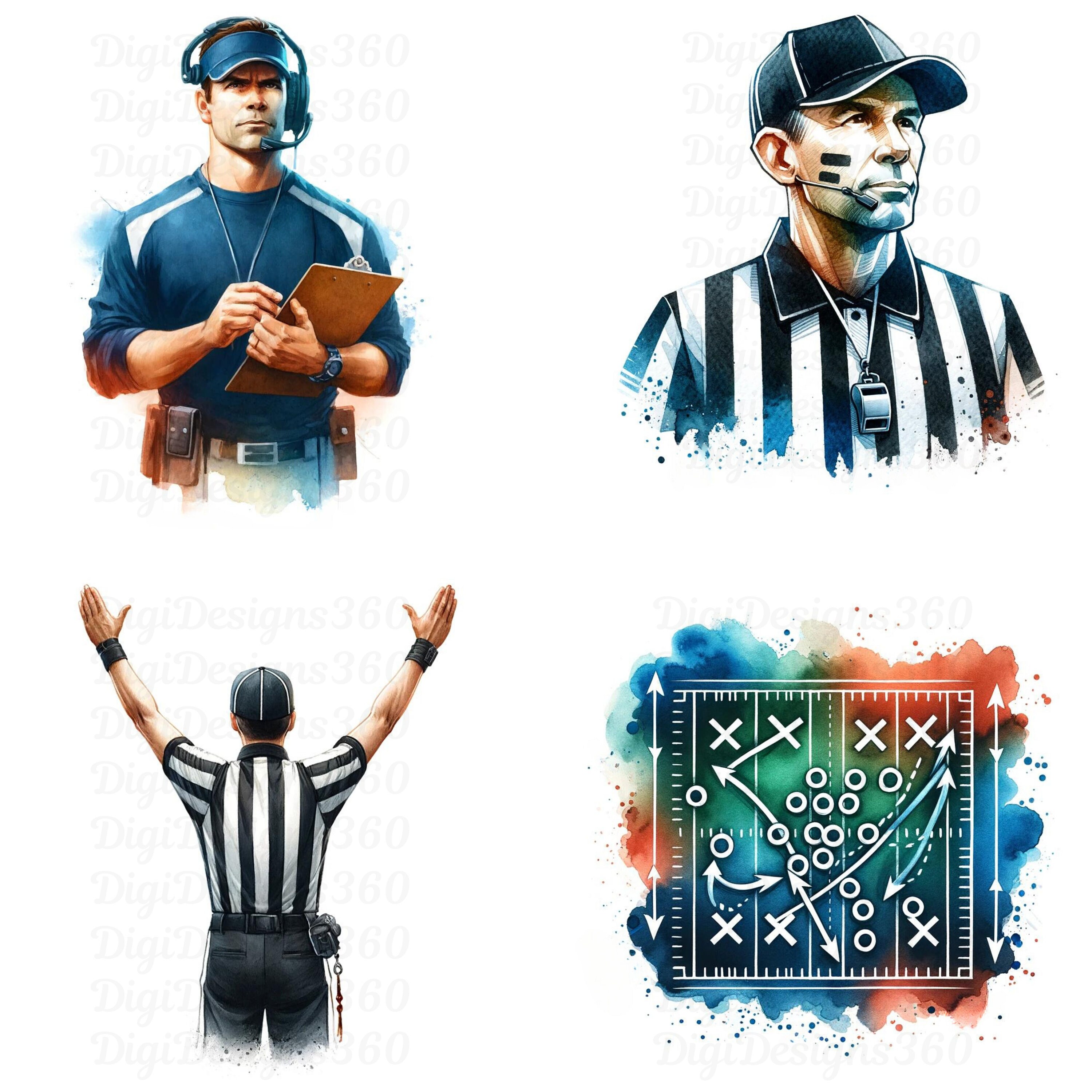 Football Graphics Watercolor Clipart Set, Perfect for DIY Invitations ...