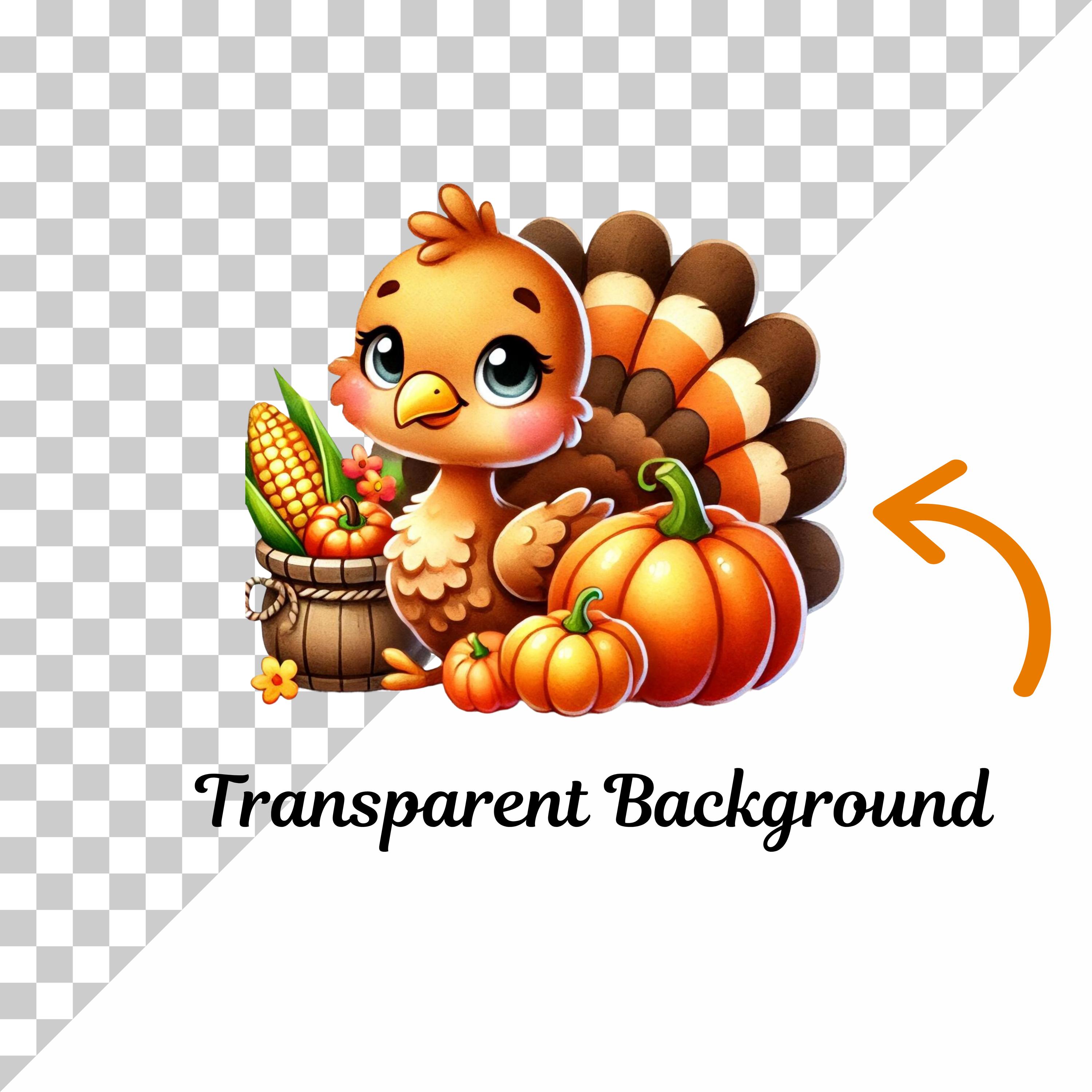 Turkey Watercolor Clipart, Thanksgiving PNG Graphics (digital Download ...