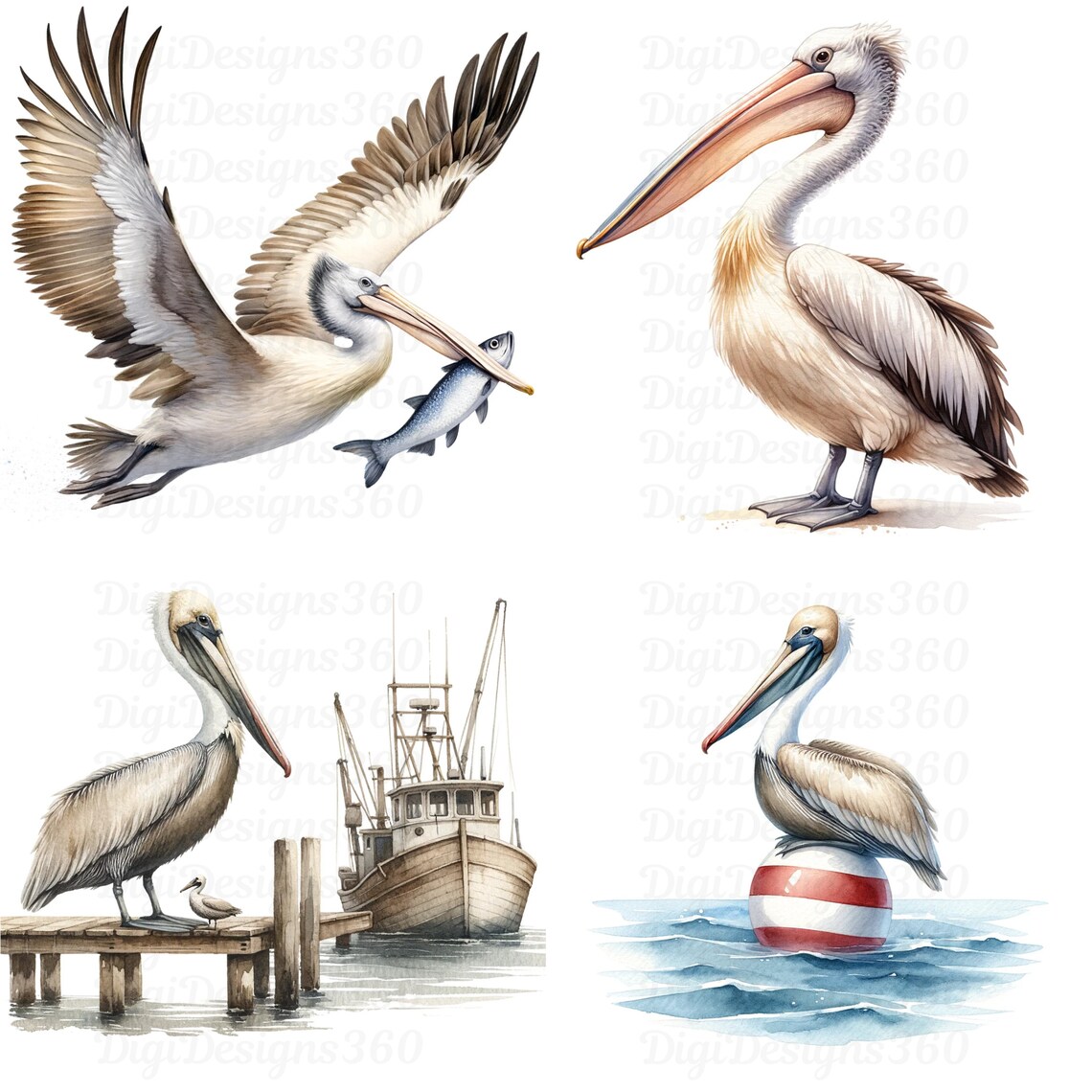Pelican Clipart - Watercolor Bird Graphics, Perfect for Invitations ...