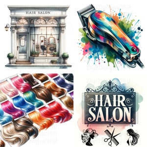 Hair Stylist Clipart - Watercolor Salon Graphics, Ideal for Social ...