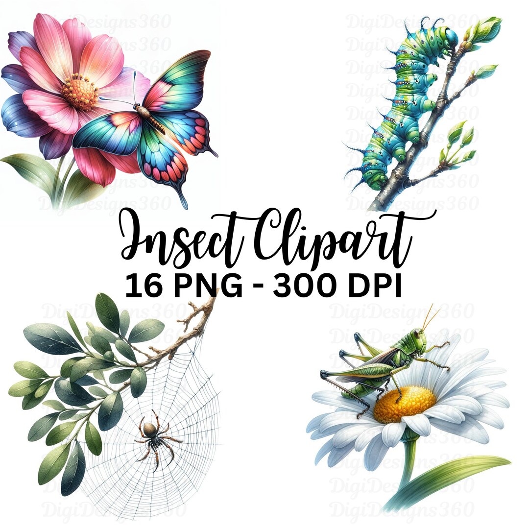 Watercolor Bug Clipart Collection - Vibrant Insect Graphics, Perfect ...