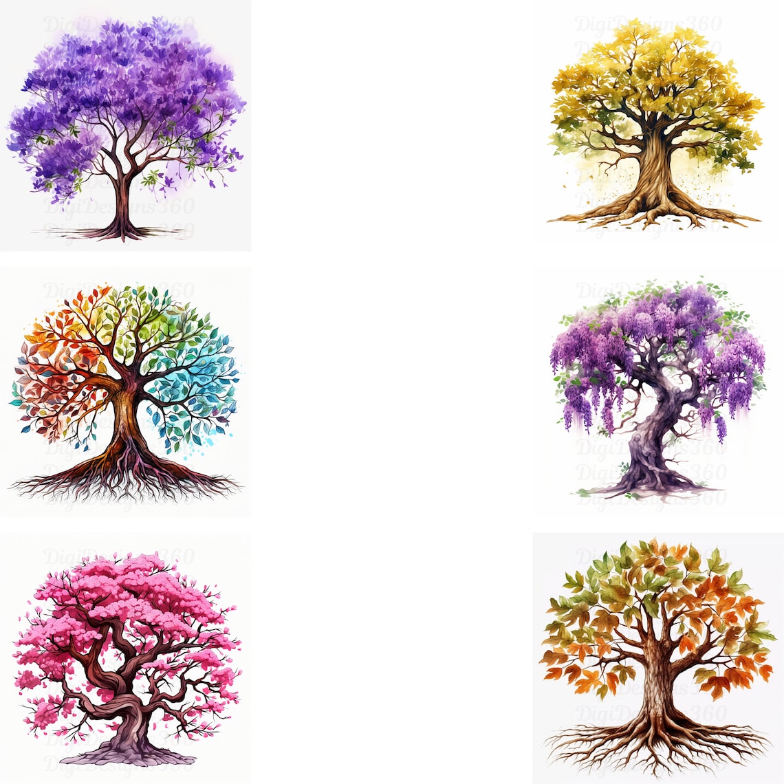 Watercolor Tree With Roots Clipart Perfect for Family Trees ...