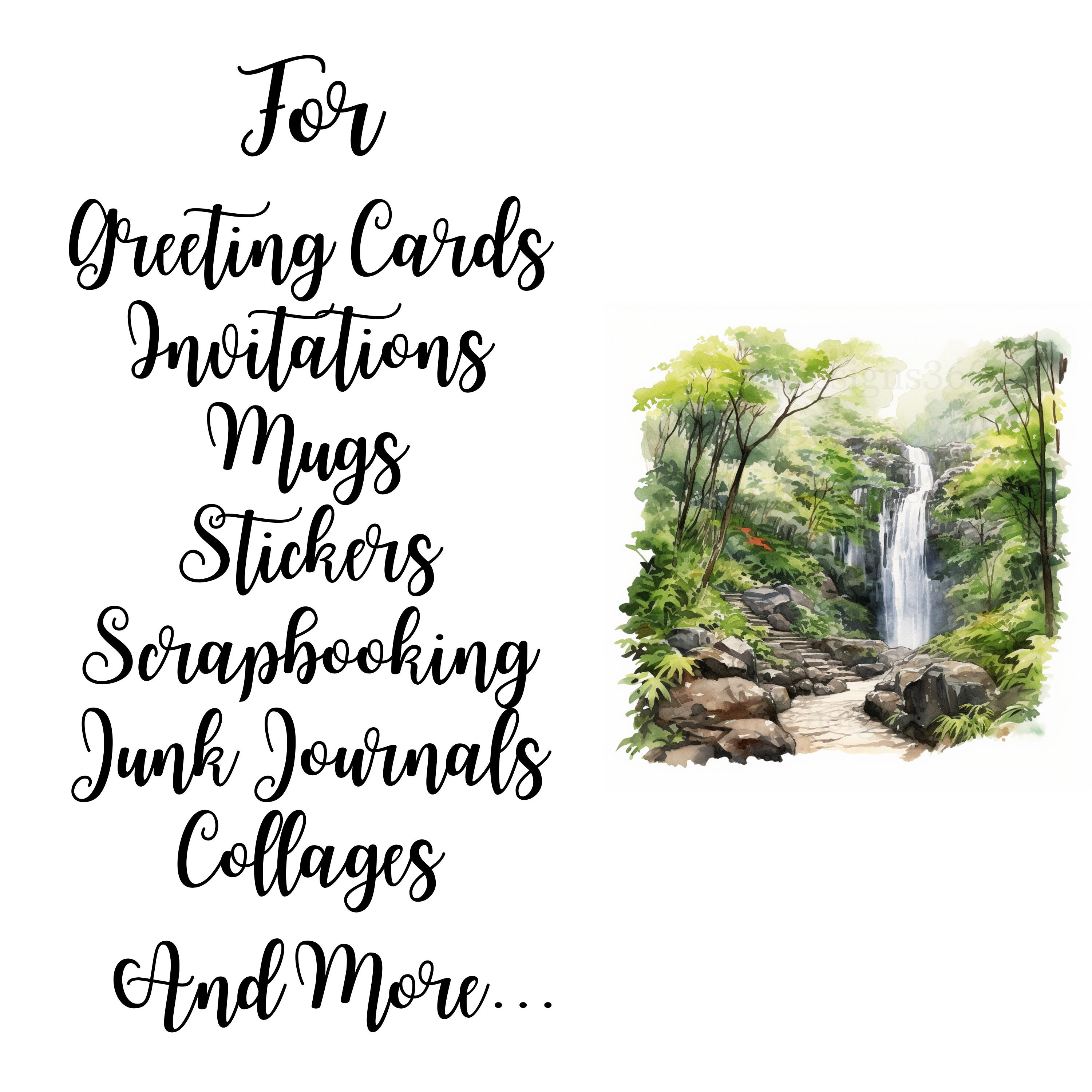 Majestic Forest Path Clipart Collection Lush Watercolor Digital ...