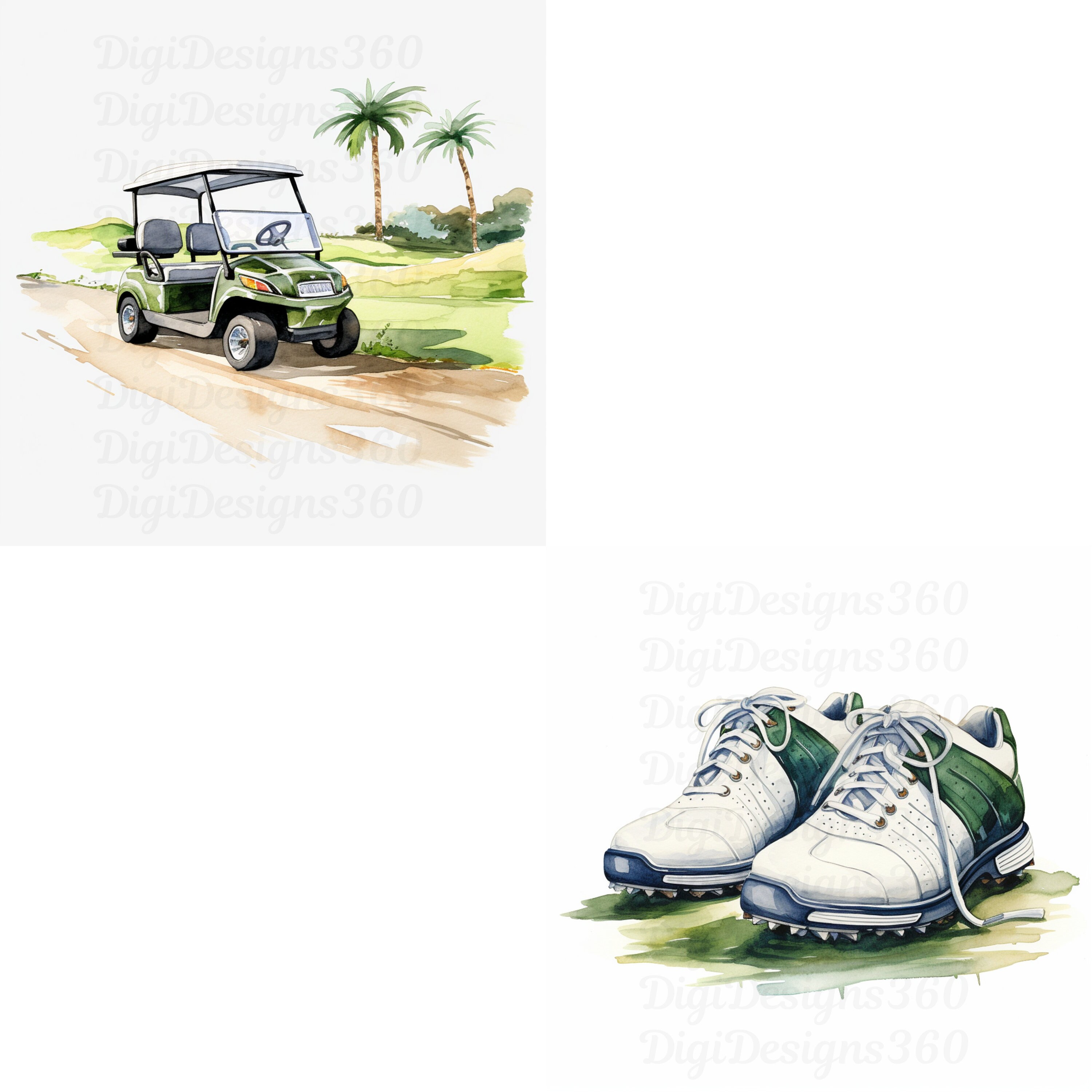 Watercolor Golf Clipart Collection Vibrant Graphics, Ideal for Crafting ...