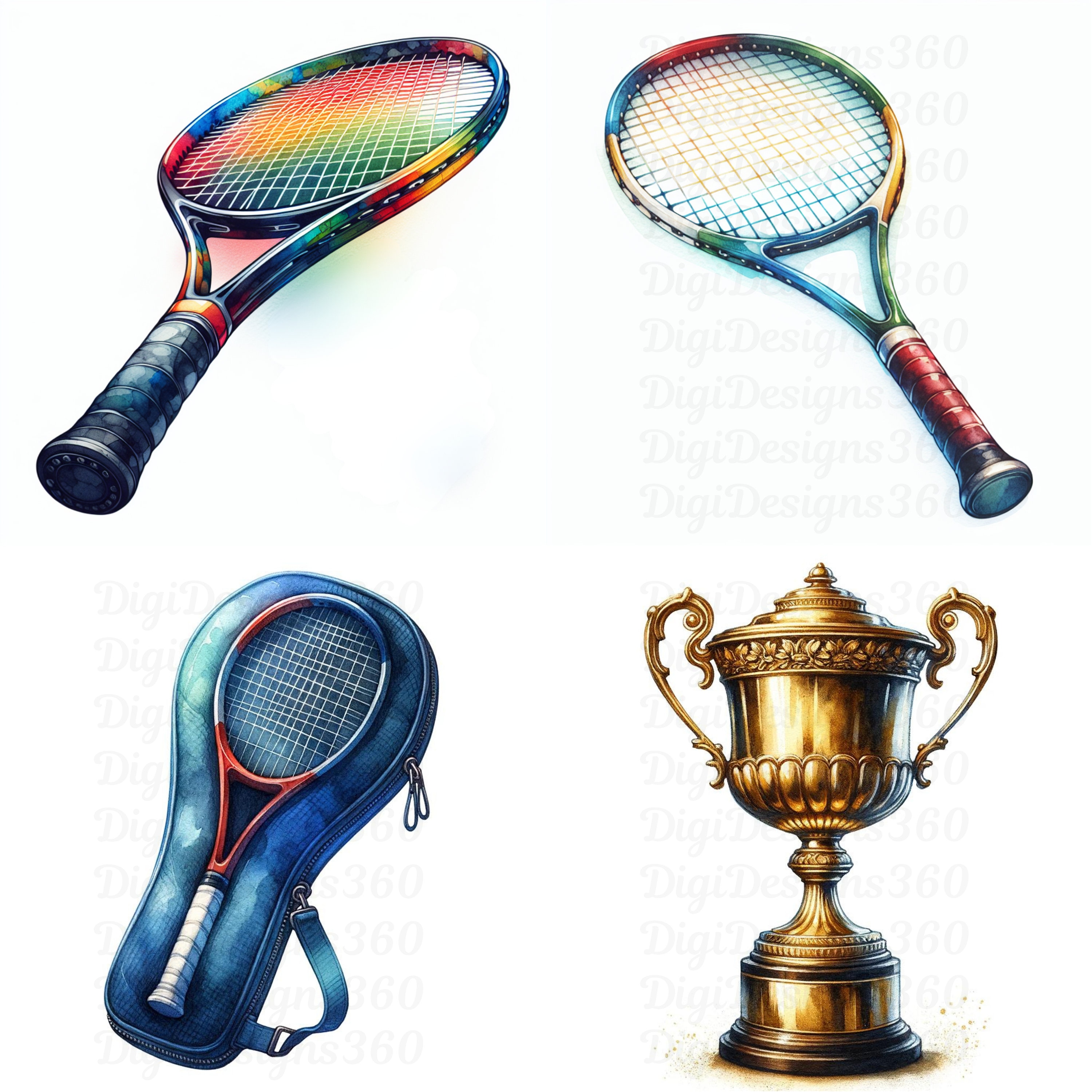 Watercolor Tennis Clipart Set – 12 PNG Designs (commercial Use) - Etsy