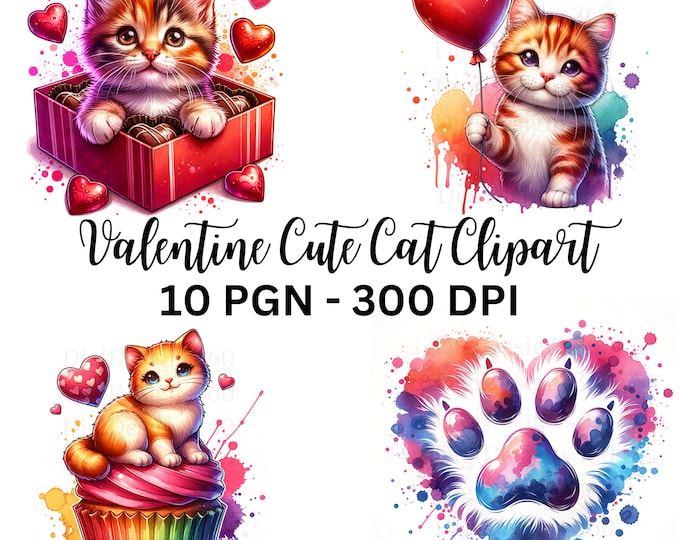 Sweet Cat Valentine Clipart Cup Coffee Png Cat Clipart Pet Valentine ...