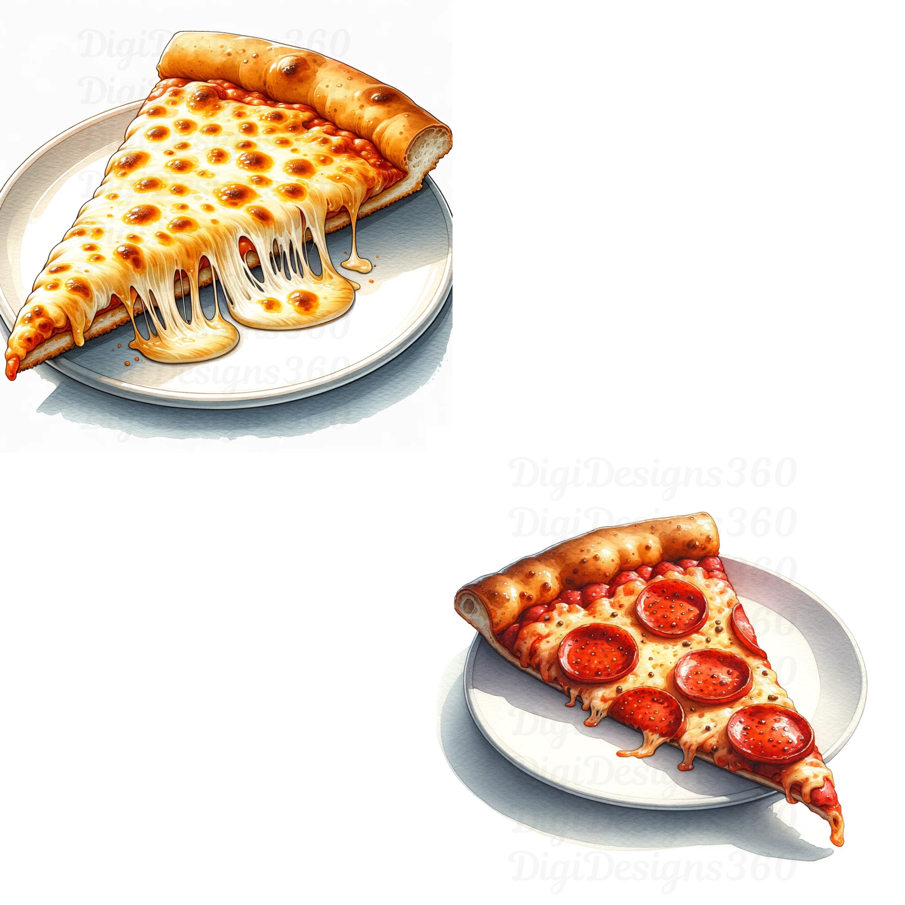 Pizza Clipart Set Watercolor Food Graphics, Perfect for Menu Design ...