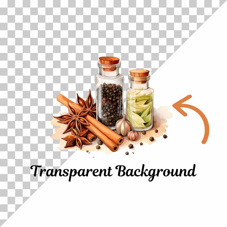 Culinary Herbs Clipart Collection Vibrant Watercolor Spices, Digital ...