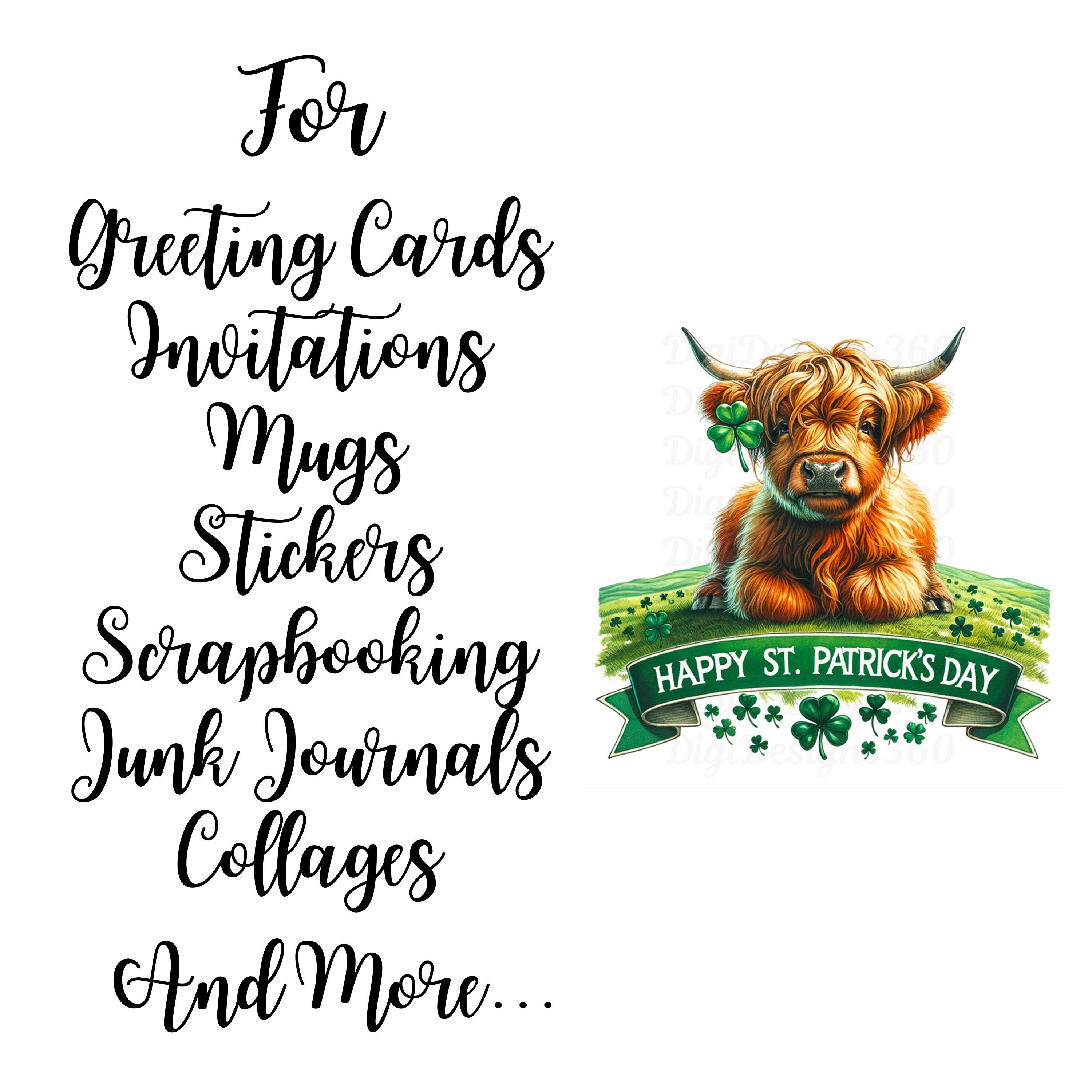 St Patricks Day Cows Clipart Watercolor Highland Cow Graphics, Irish ...