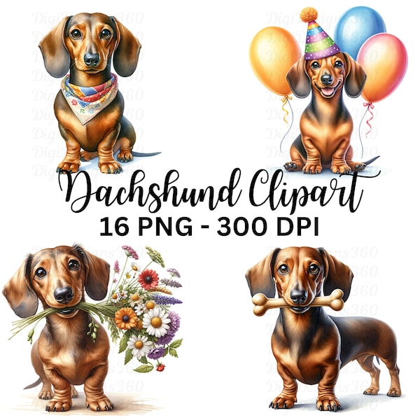 Dachshund Clipart - Etsy