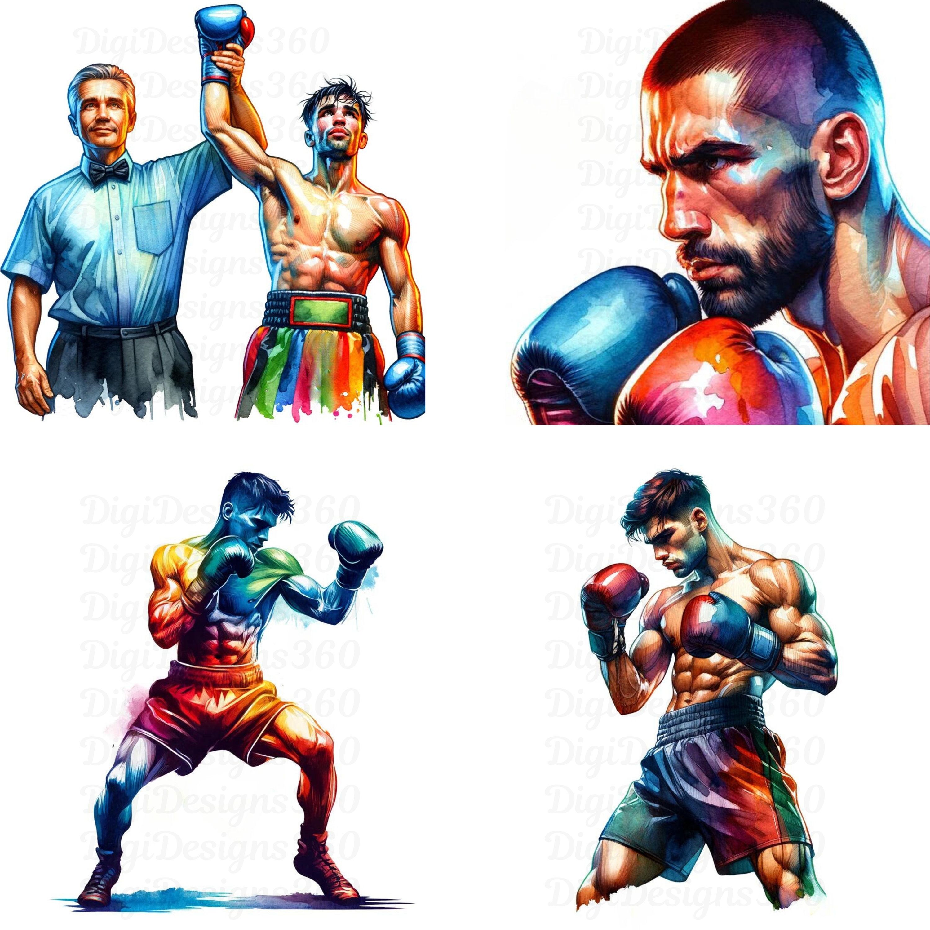 Boxing Clipart Set, Watercolor Sports Graphics, Perfect for ...