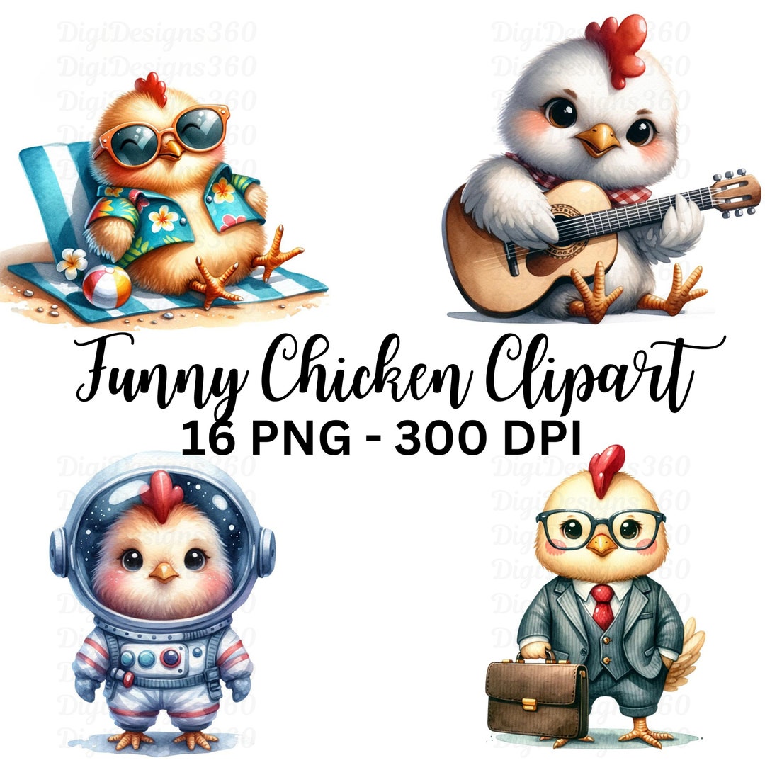 Cute Chicken Clipart - Charming Watercolor Farm Animal Graphics ...