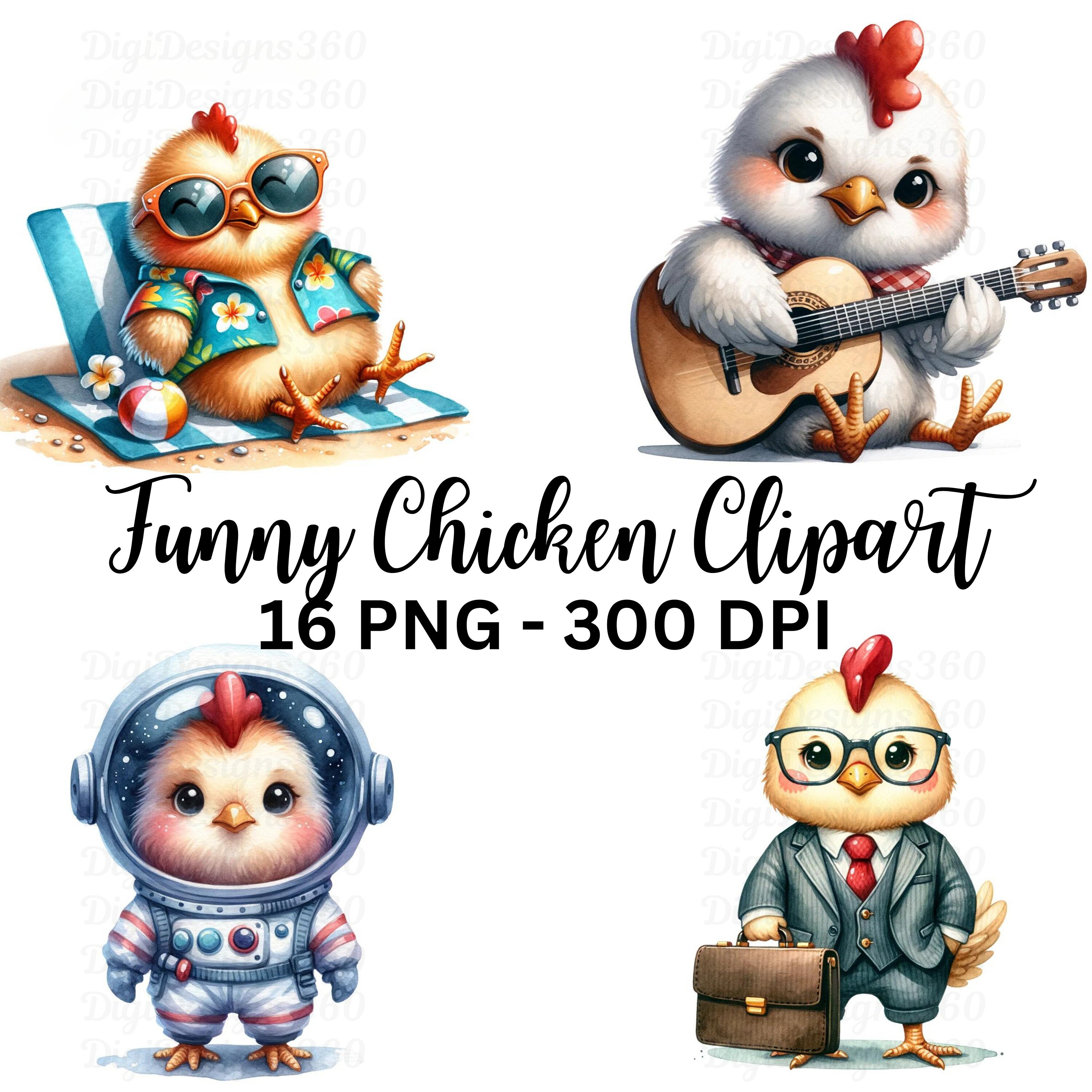 Cute Chicken Clipart Charming Watercolor Farm Animal Graphics, Perfect ...