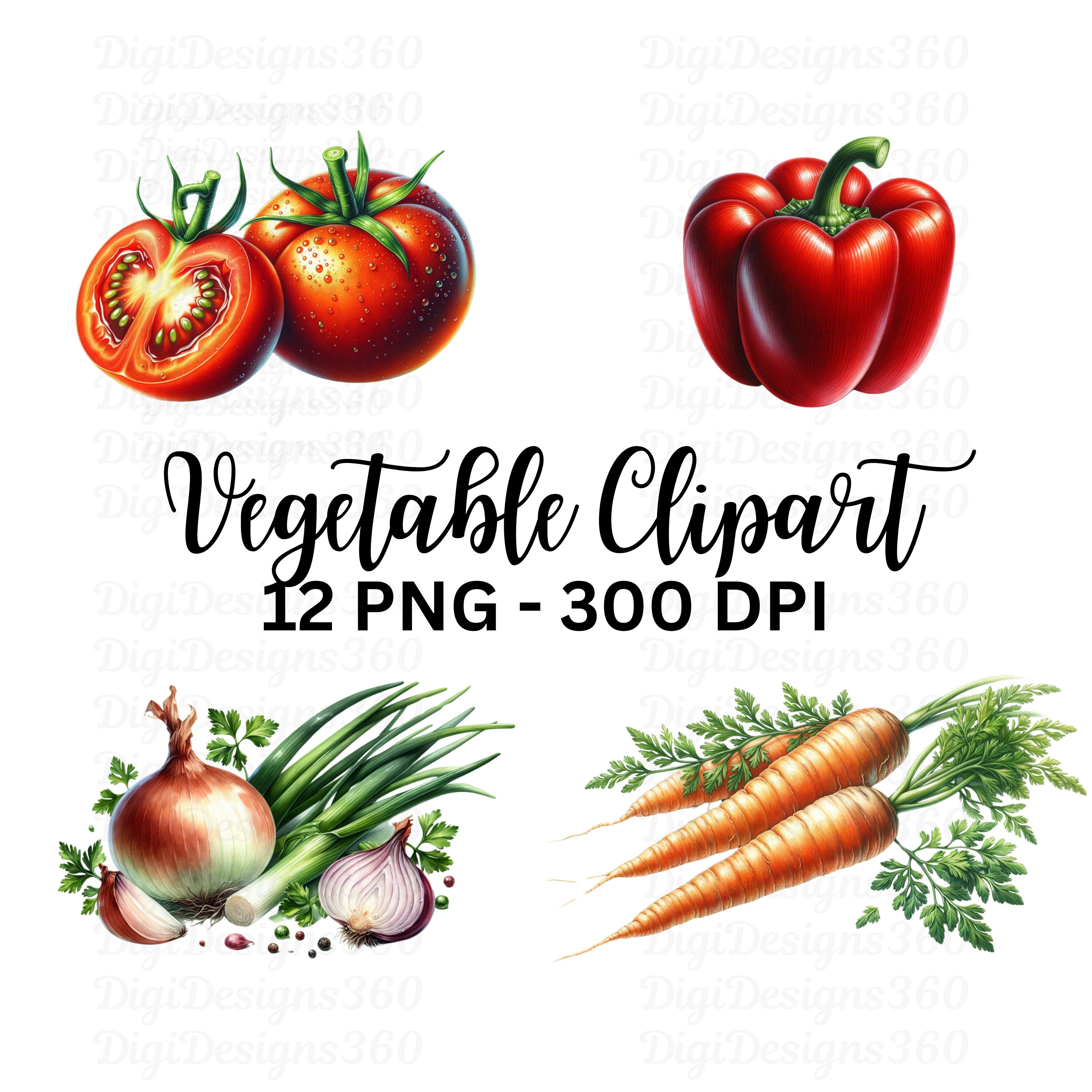 Vegetable Clipart Set Watercolor Veggies Digital Download, Perfect for ...