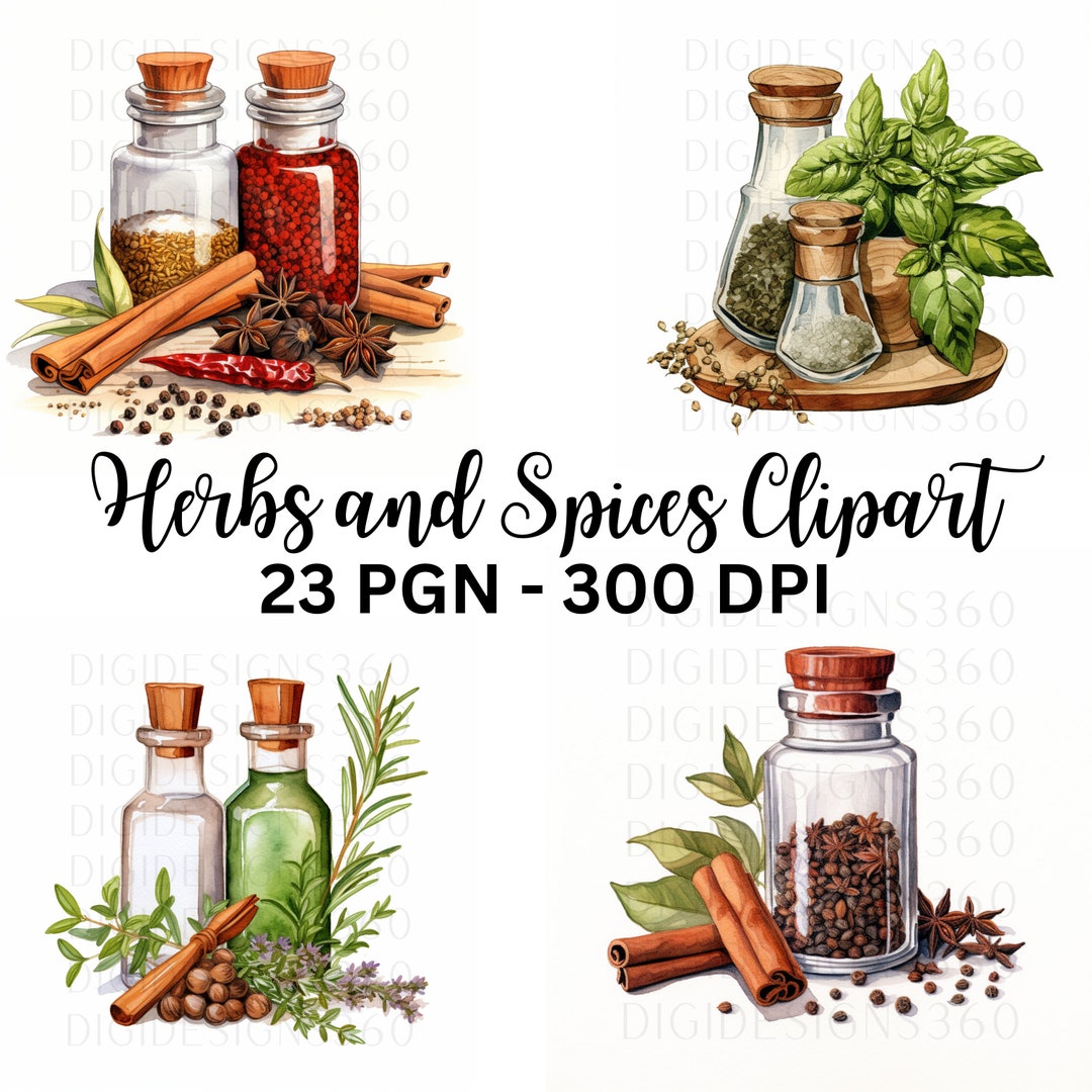 Herbs and Spices Clipart Watercolor Herbs Herbs Clipart Herbs Clip Art ...