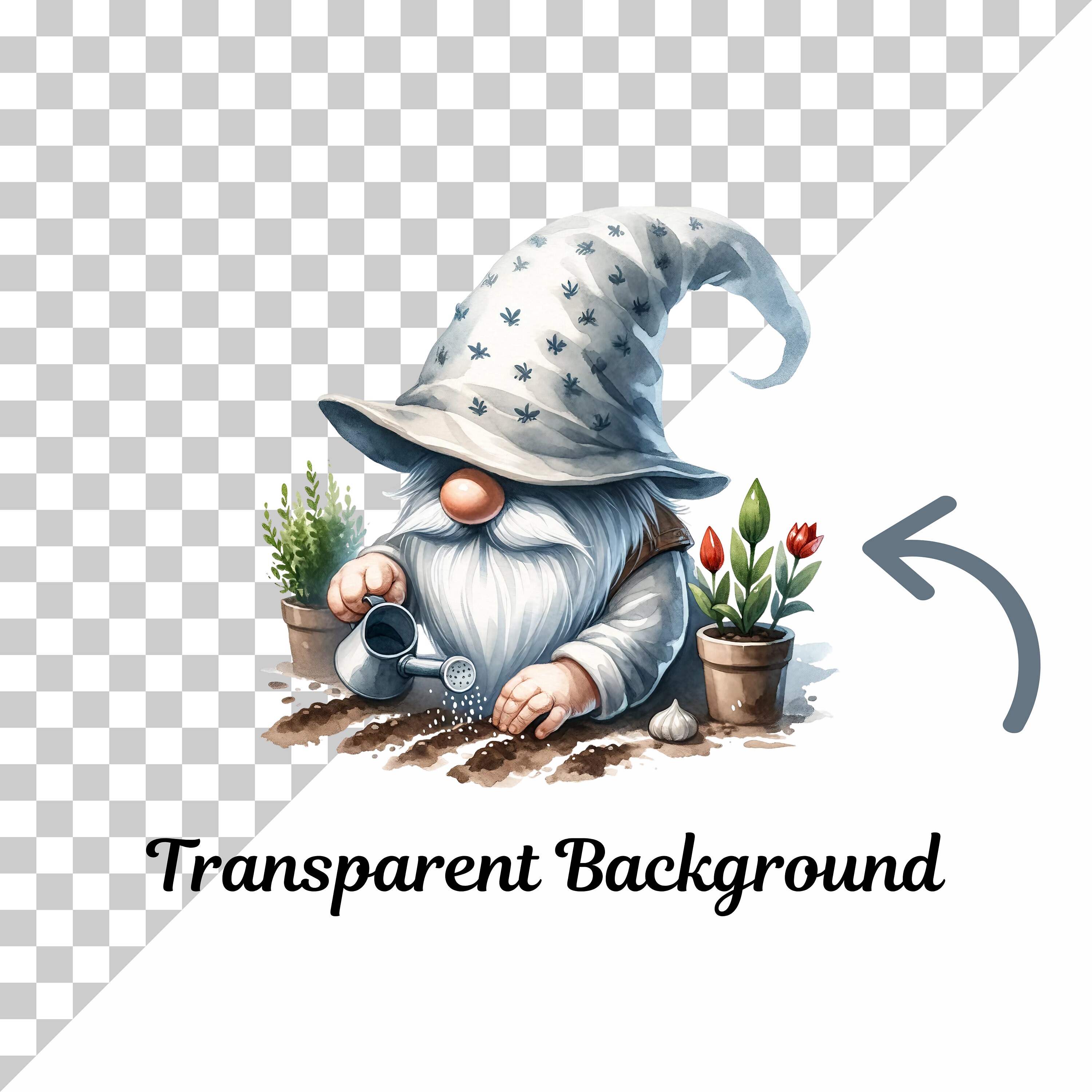 Watercolor Garden Gnome Clipart Set – Commercial Use (PNG) - Etsy