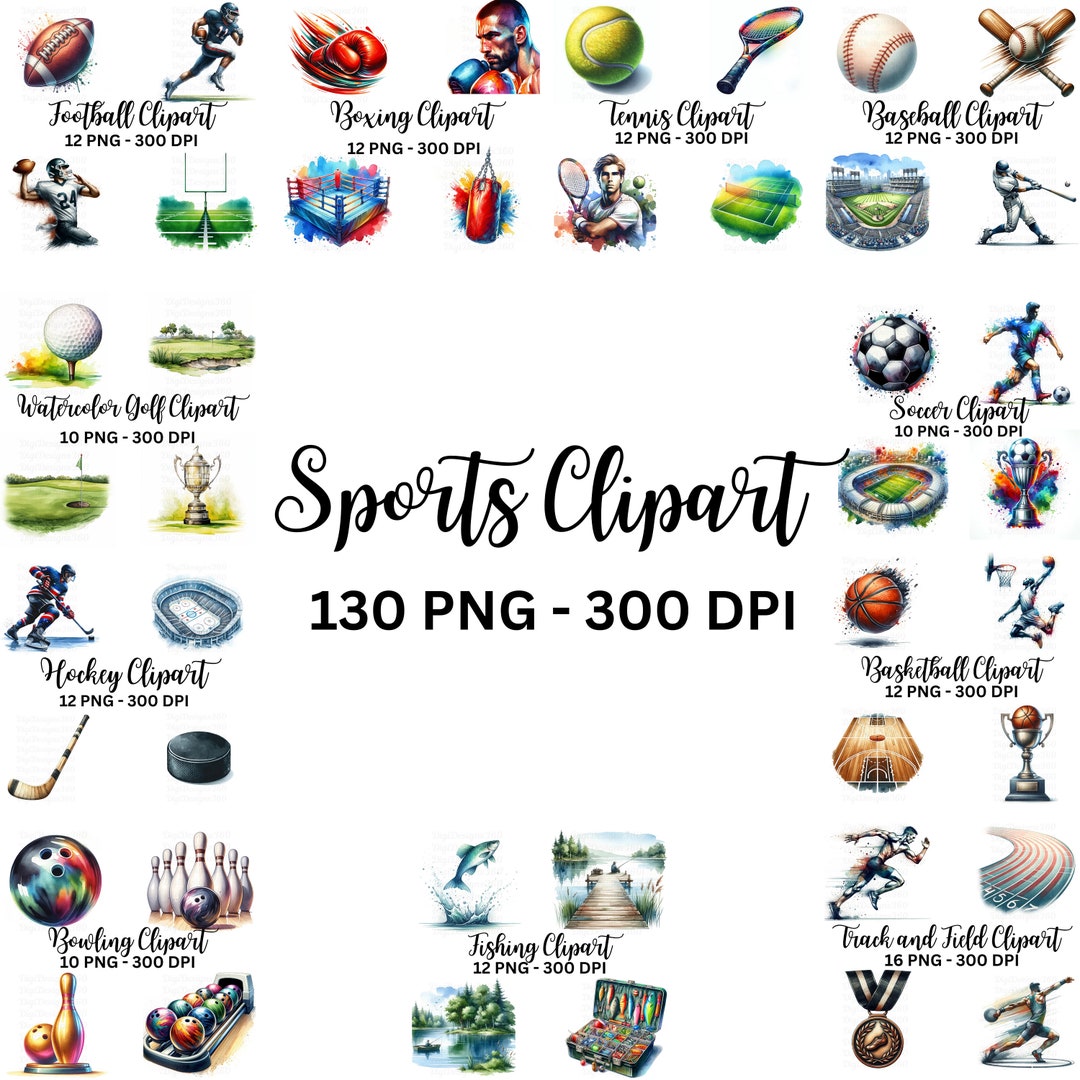 Watercolor Sports Clipart, High Quality Digital Graphics, Perfect for ...