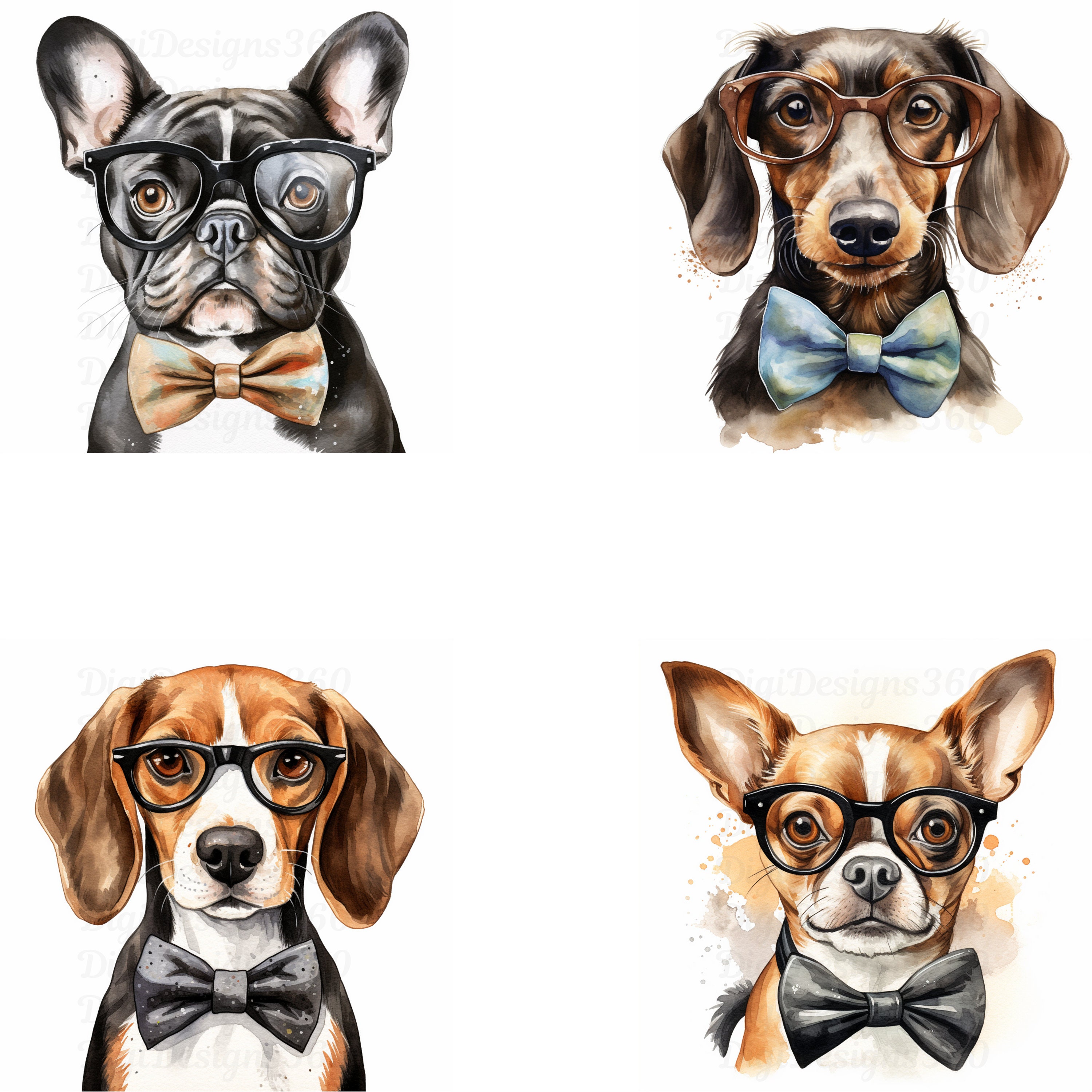 Funny Dog Clipart Set Watercolor Quirky Dog Humor Digital Download for ...