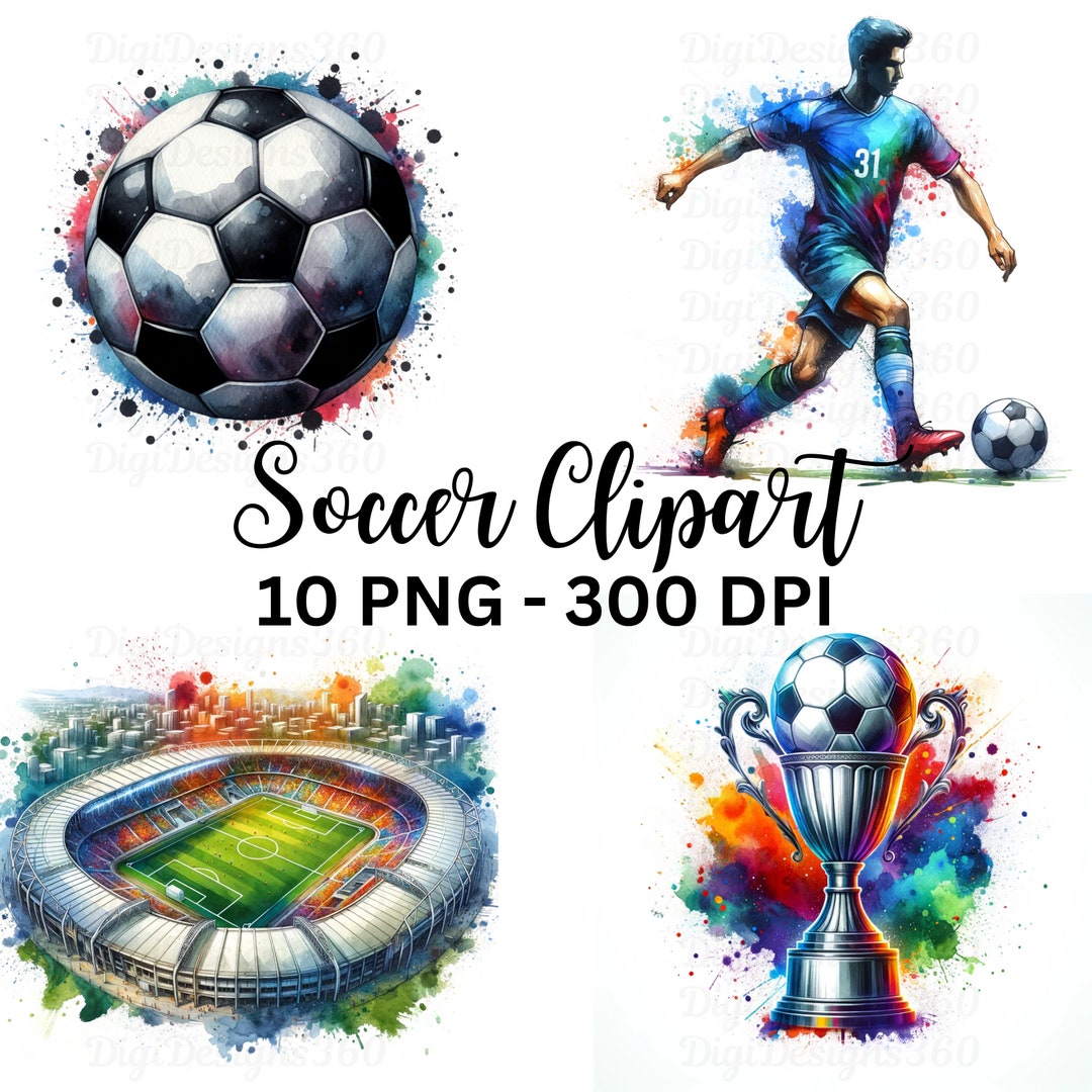 Watercolor Soccer Clipart Bundle – Sports Graphics (digital Download ...