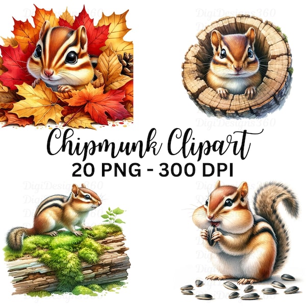 Chipmunk Clipart - Etsy