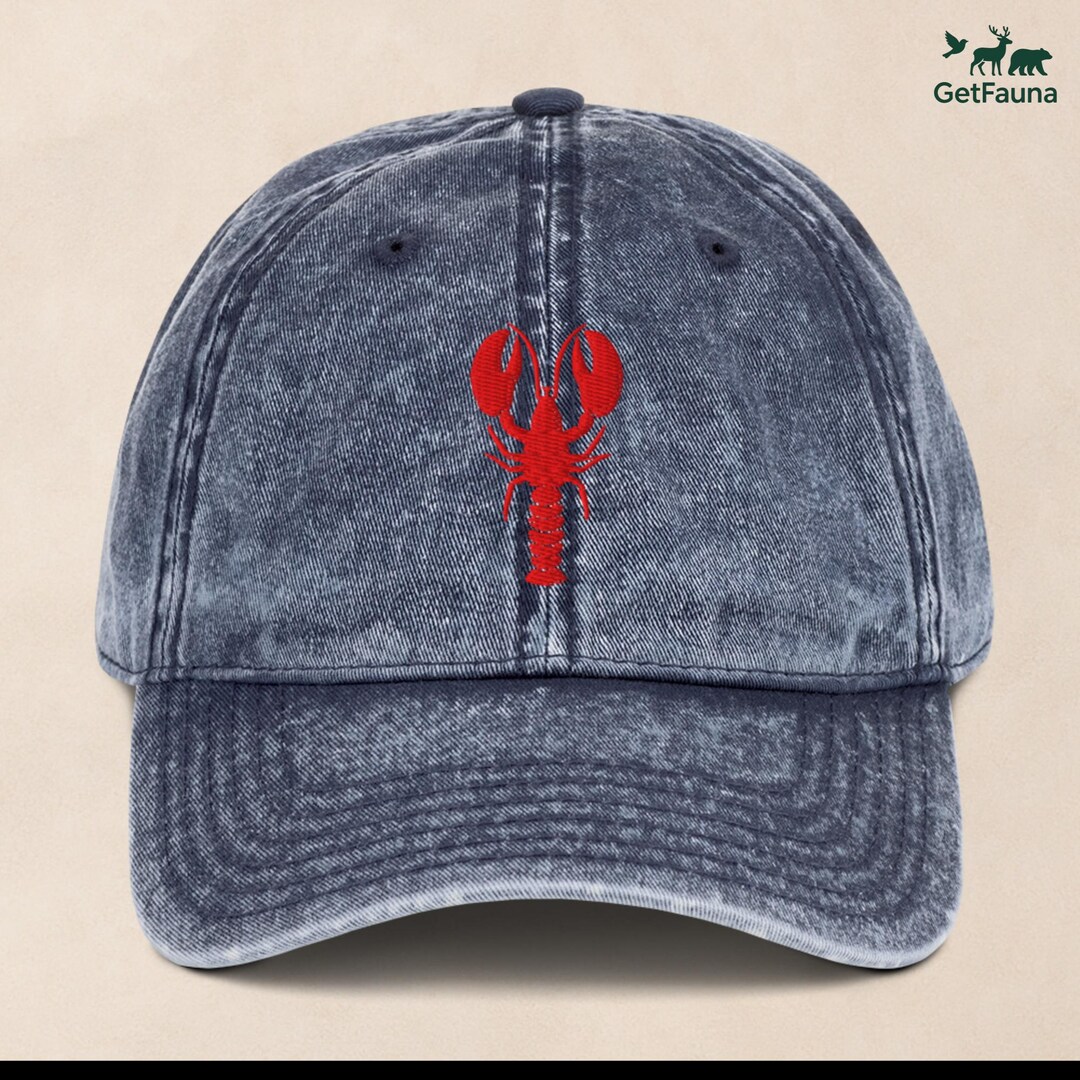 Red Lobster Embroidered Hat | Vintage Inspired Lobster Dad Cap | Beach ...