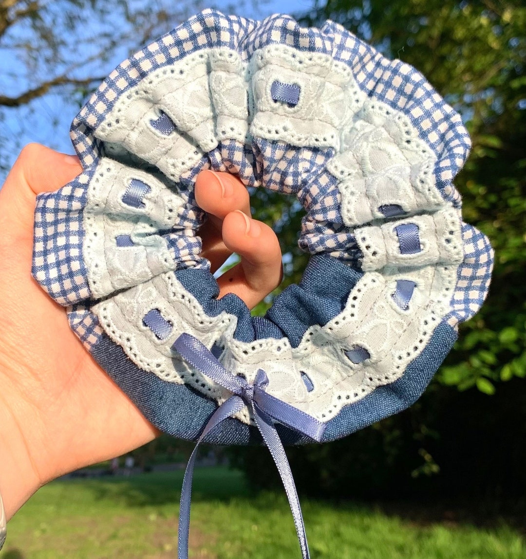 Extra Large Oversized, 14.5 Cm, Handmade Checkered Pattern Scrunchie ...