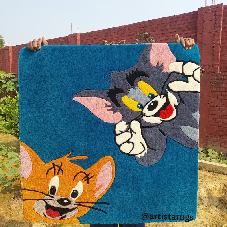 ARTISTA RUGS Premium Tom and Jerry Theme Rug: 100% New Zealand Wool ...