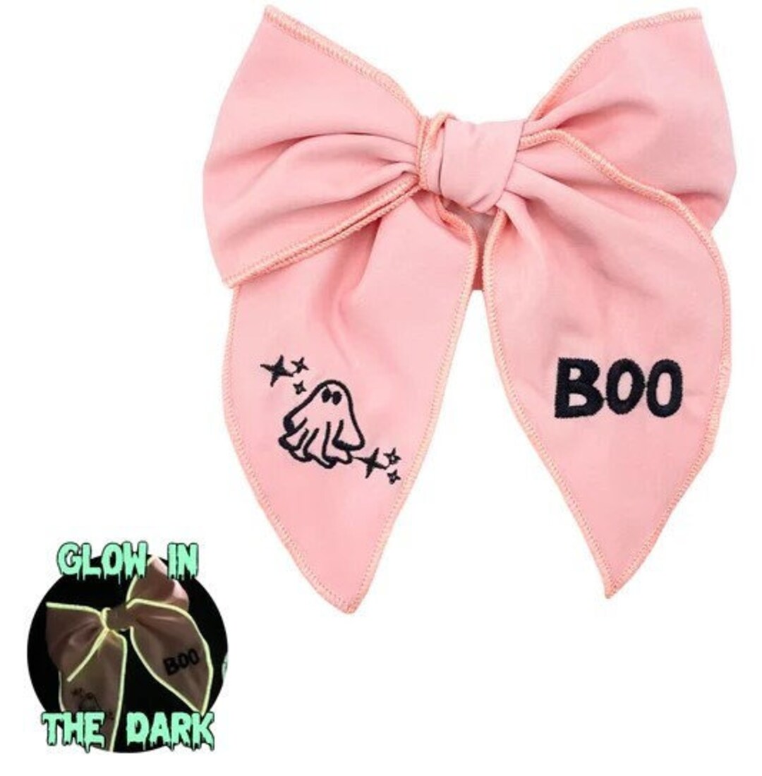 Pink Ghost Glow in the Dark Hair Bows - Etsy