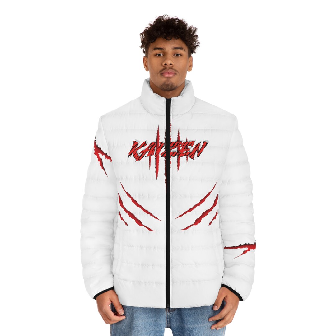Clothing Kaizen Puffer Jacket With Red Claw Mark Design - Etsy