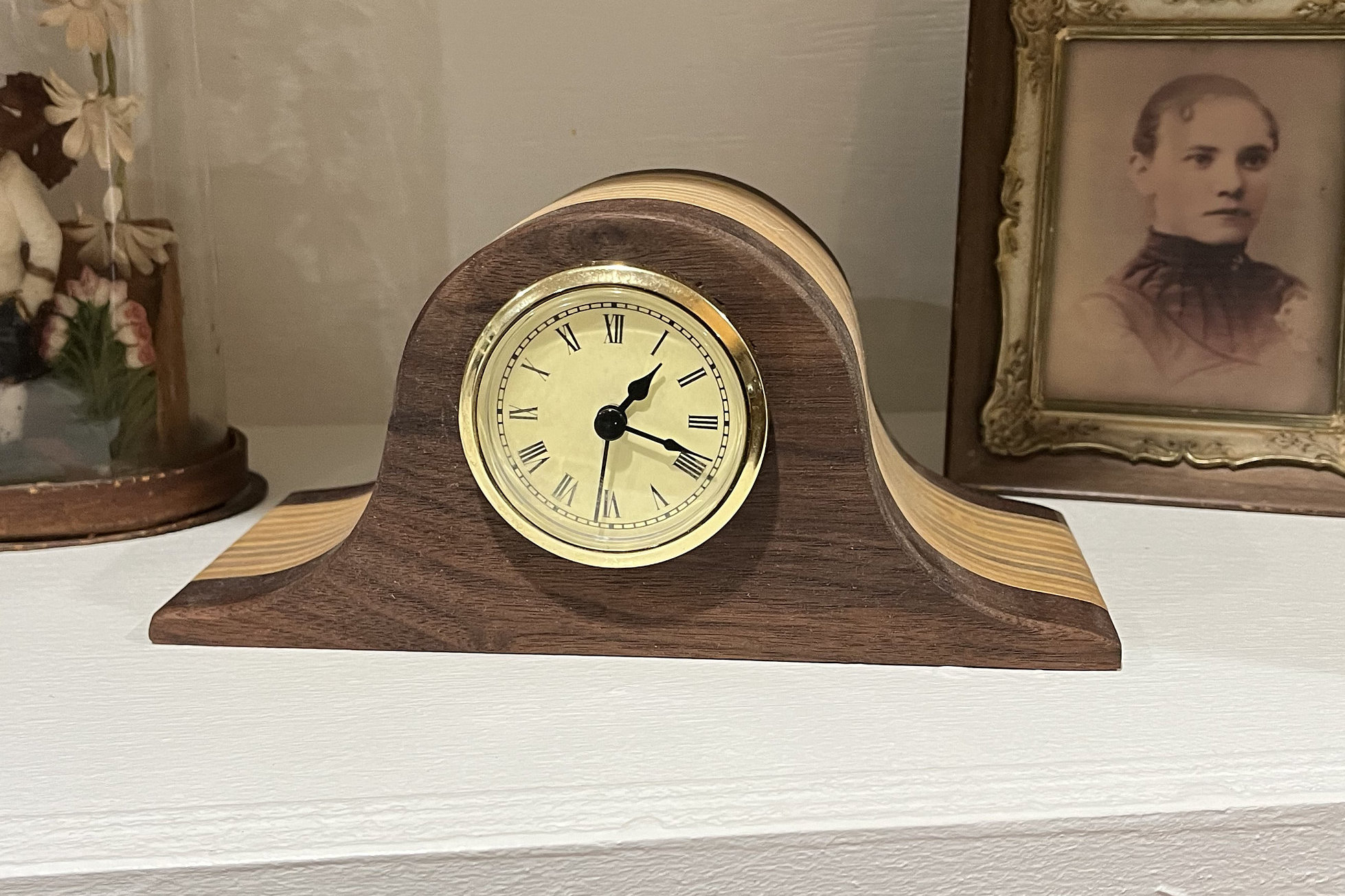 Roman Numerals Wooden Clock / Clock Mantle Piece / Walnut and Burch ...