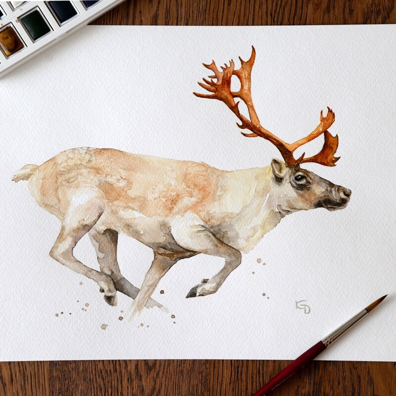 Reindeer Painting - Etsy