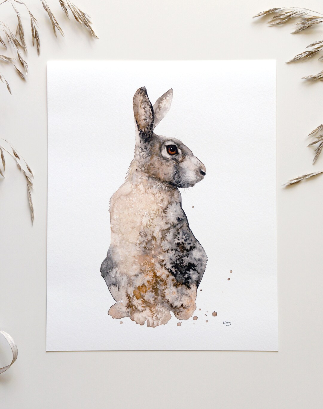 Rabbit Painting Art Print Animal Print Rabbit Watercolor Painting Hare ...