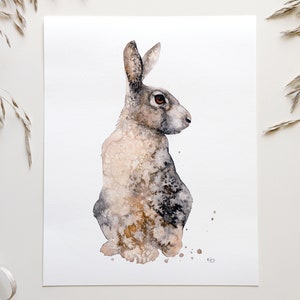 Rabbit Painting Art Print Animal Print Rabbit Watercolor Painting Hare ...