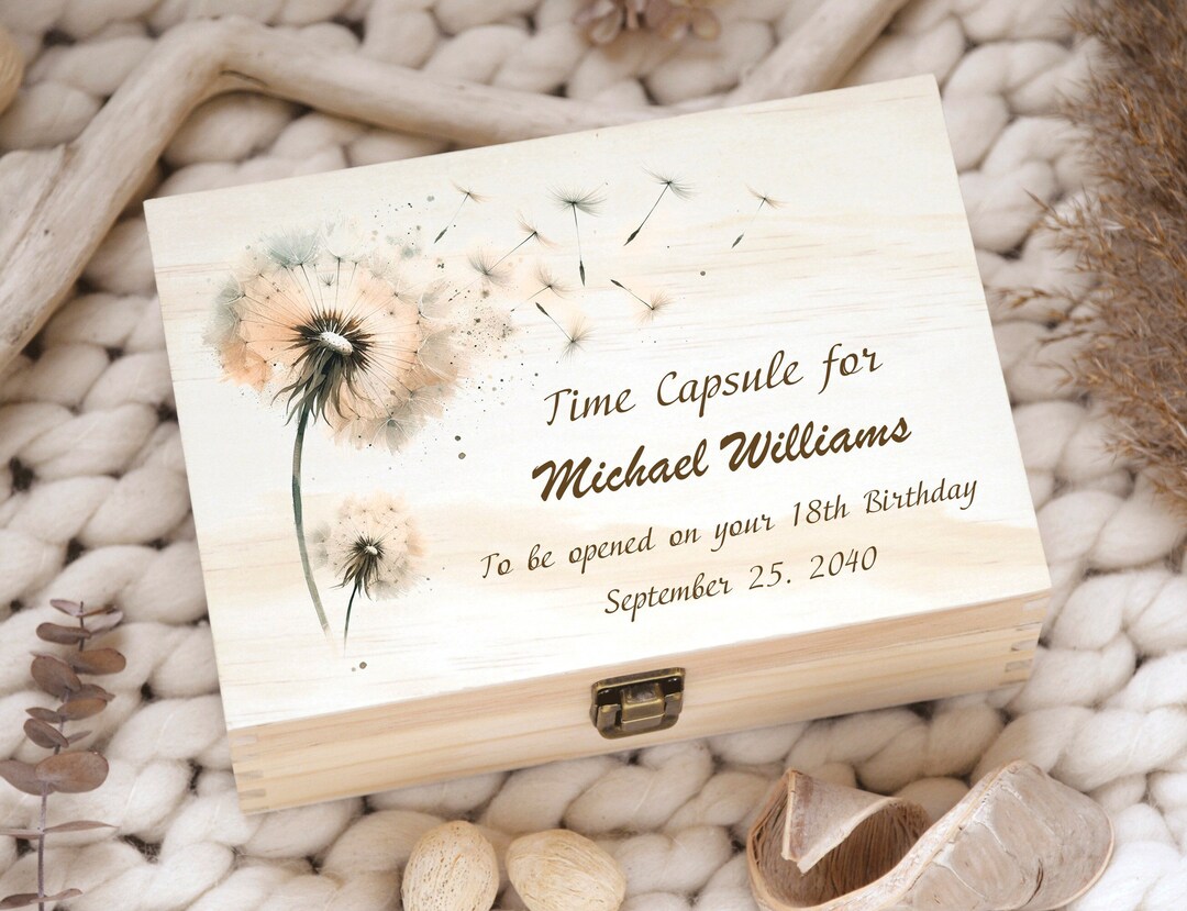 Personalized Wooden Time Capsule Box: Dandelion Design Keepsake - Etsy