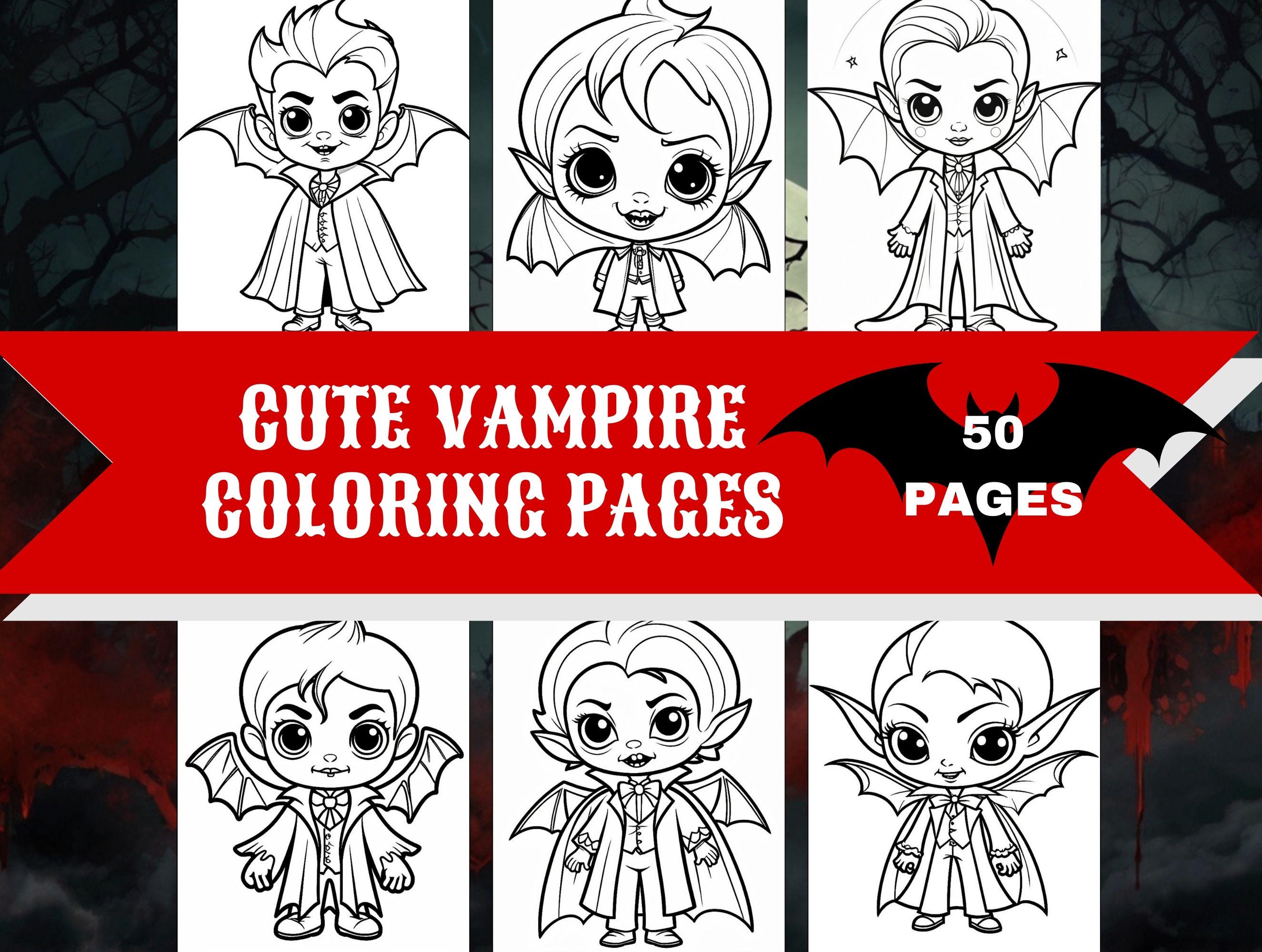 50 Cute Vampire Coloring Pages Printable,cute Vampire Coloring Sheets ...