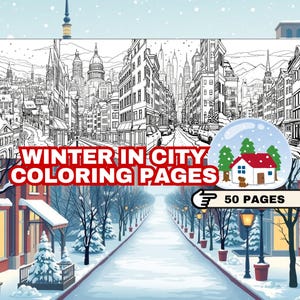 50 Winter in City Coloring Pages Printable,winter City Coloring Sheets ...