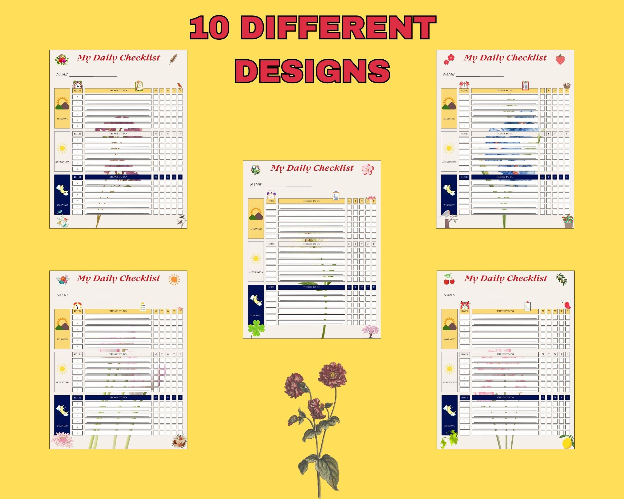 Kids Daily Routine Printable School Checklist Spring Theme ...