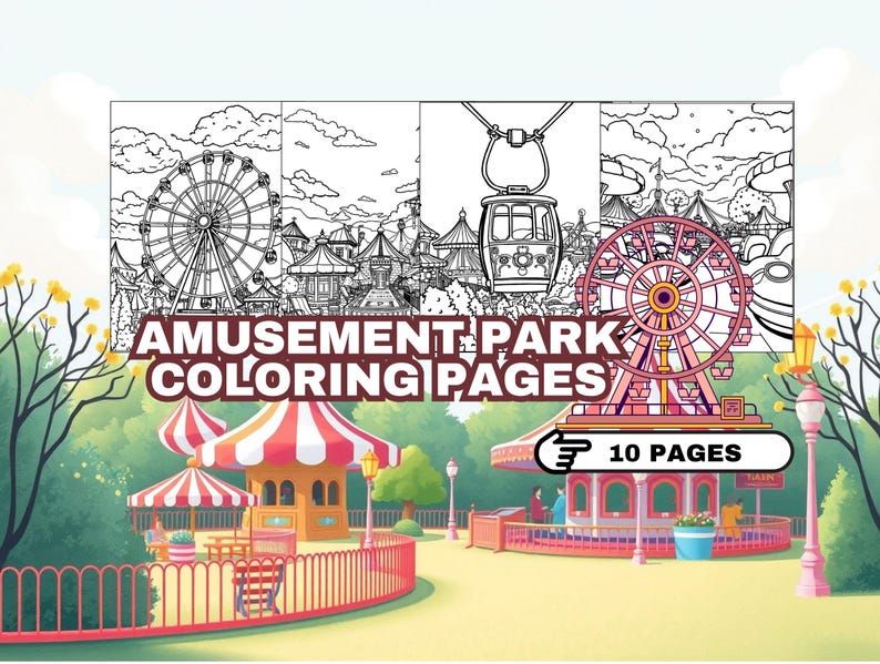 10 Amusement Park View Coloring Pages,sheets,book,fantastic and ...