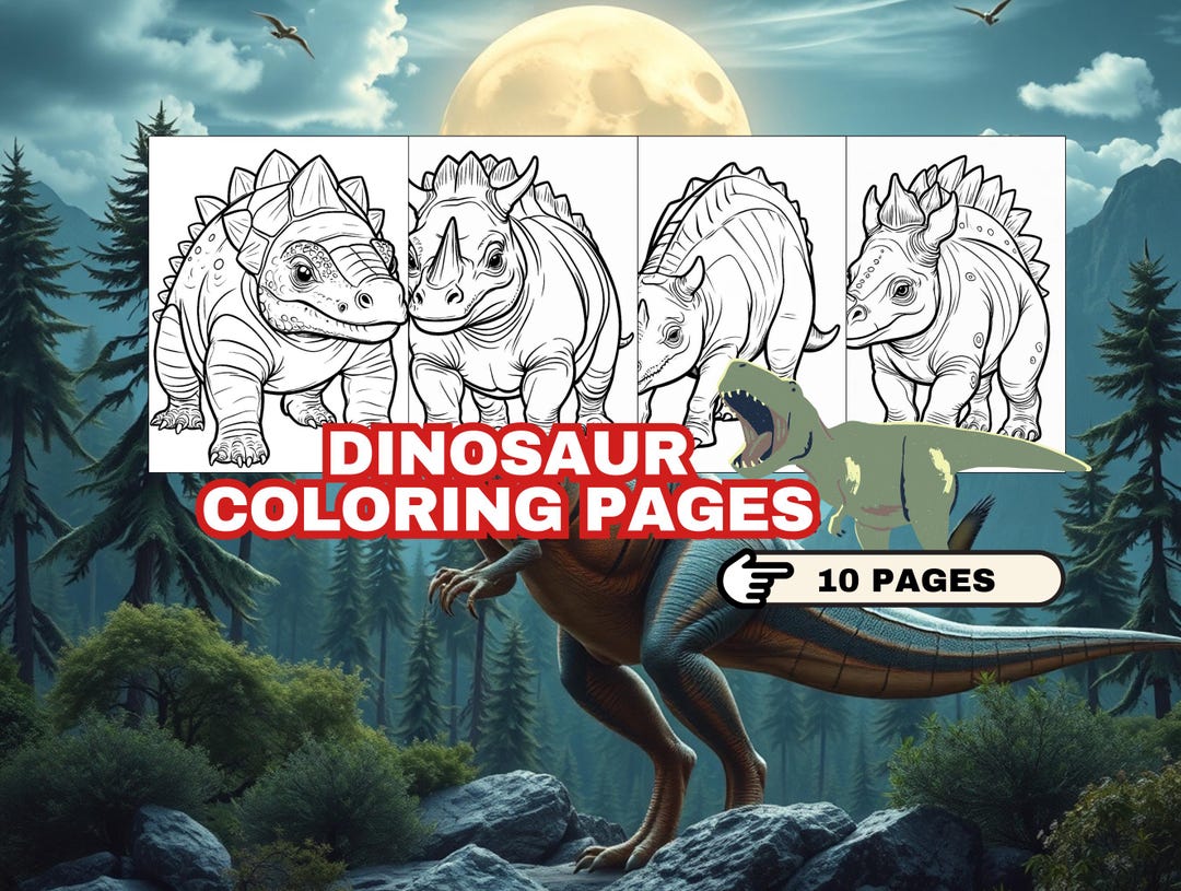 Dinosaur Coloring Pages: 10 Printable Dino Sheets (digital Download) - Etsy