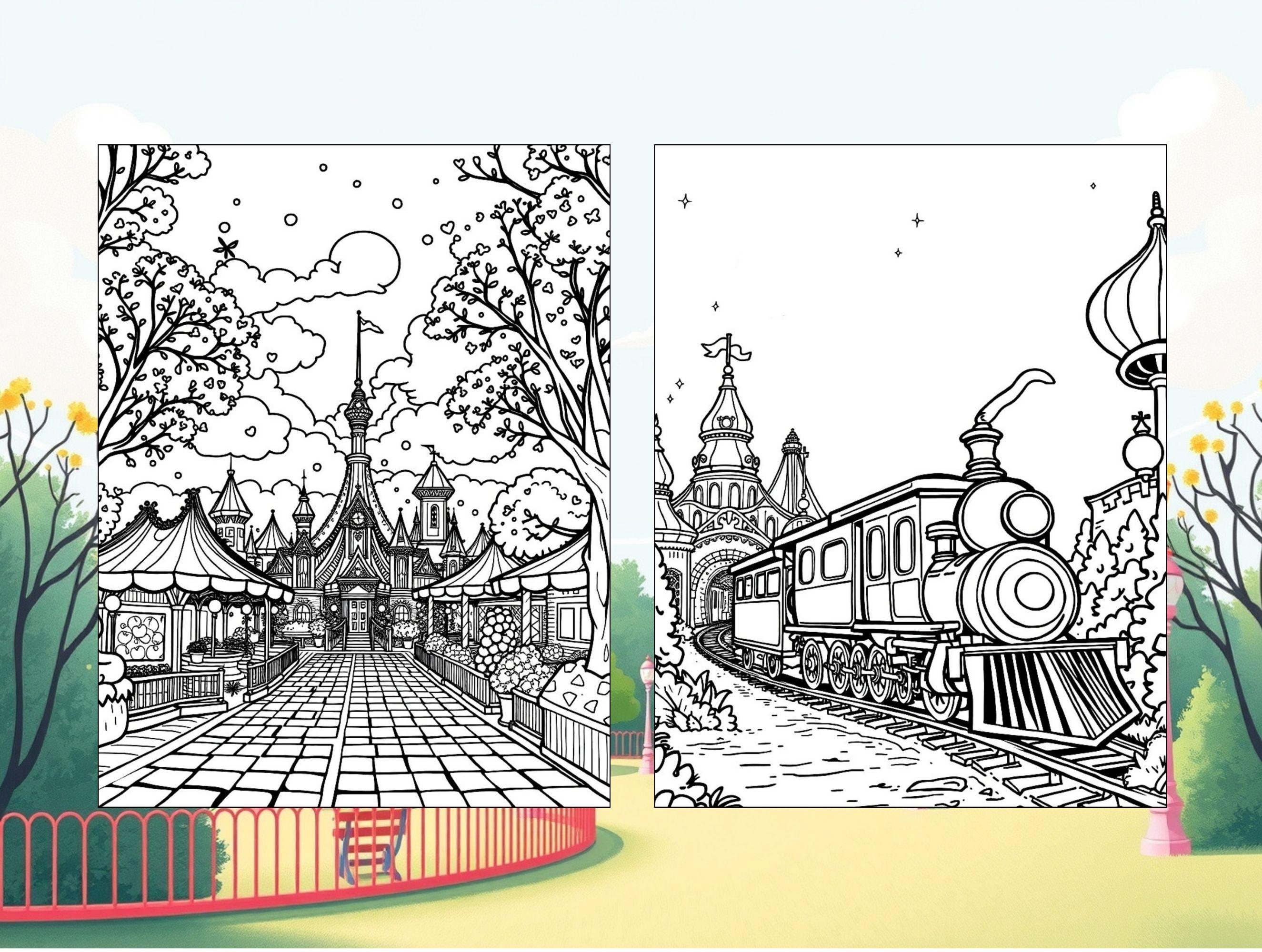 10 Amusement Park View Coloring Pages,sheets,book,fantastic and ...